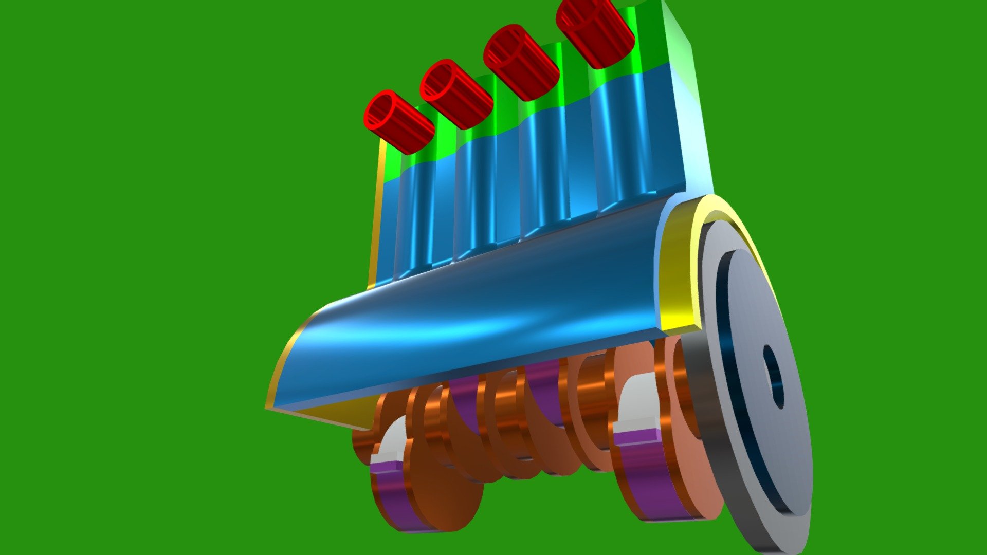 In-Line 4-cylinder short motor - 3D model by fasteng [2ba4c33] - Sketchfab