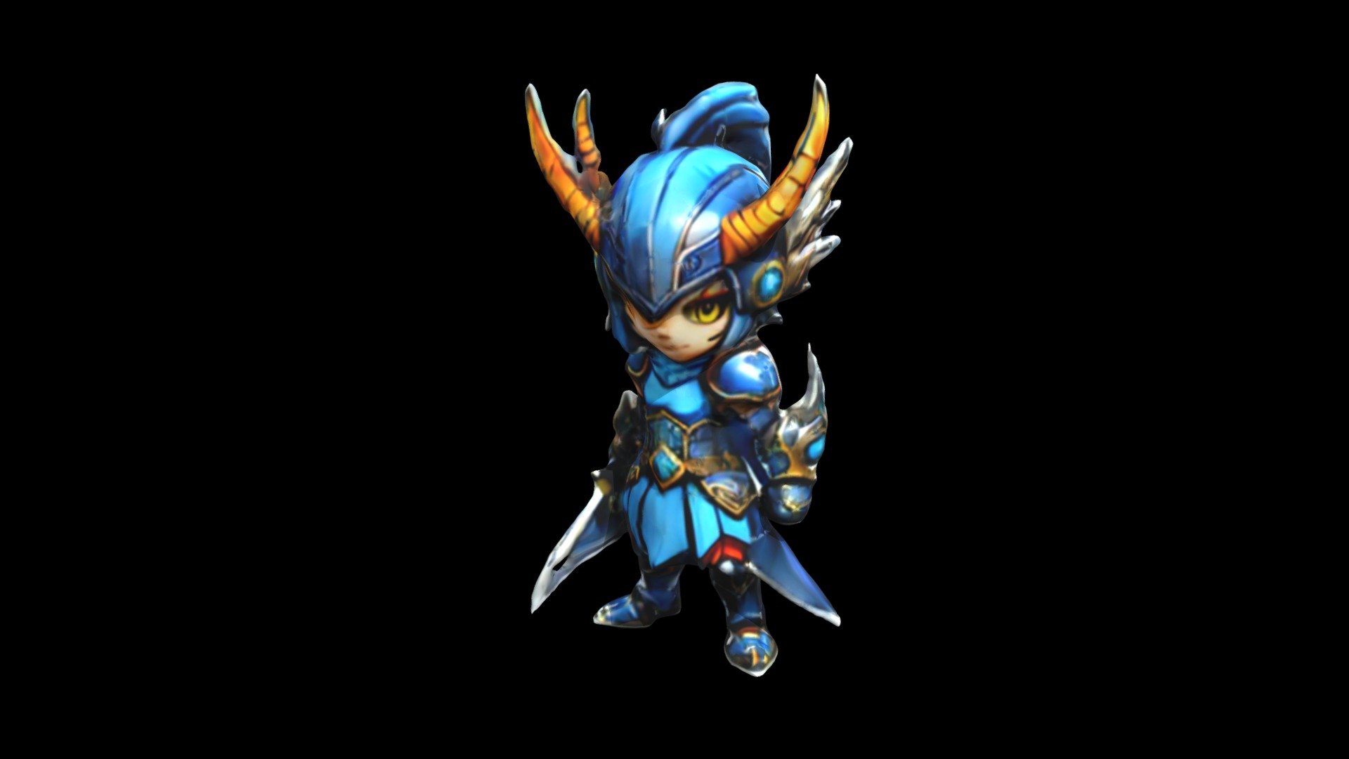 An illustration of a young warrior wearing blue - Download Free 3D ...