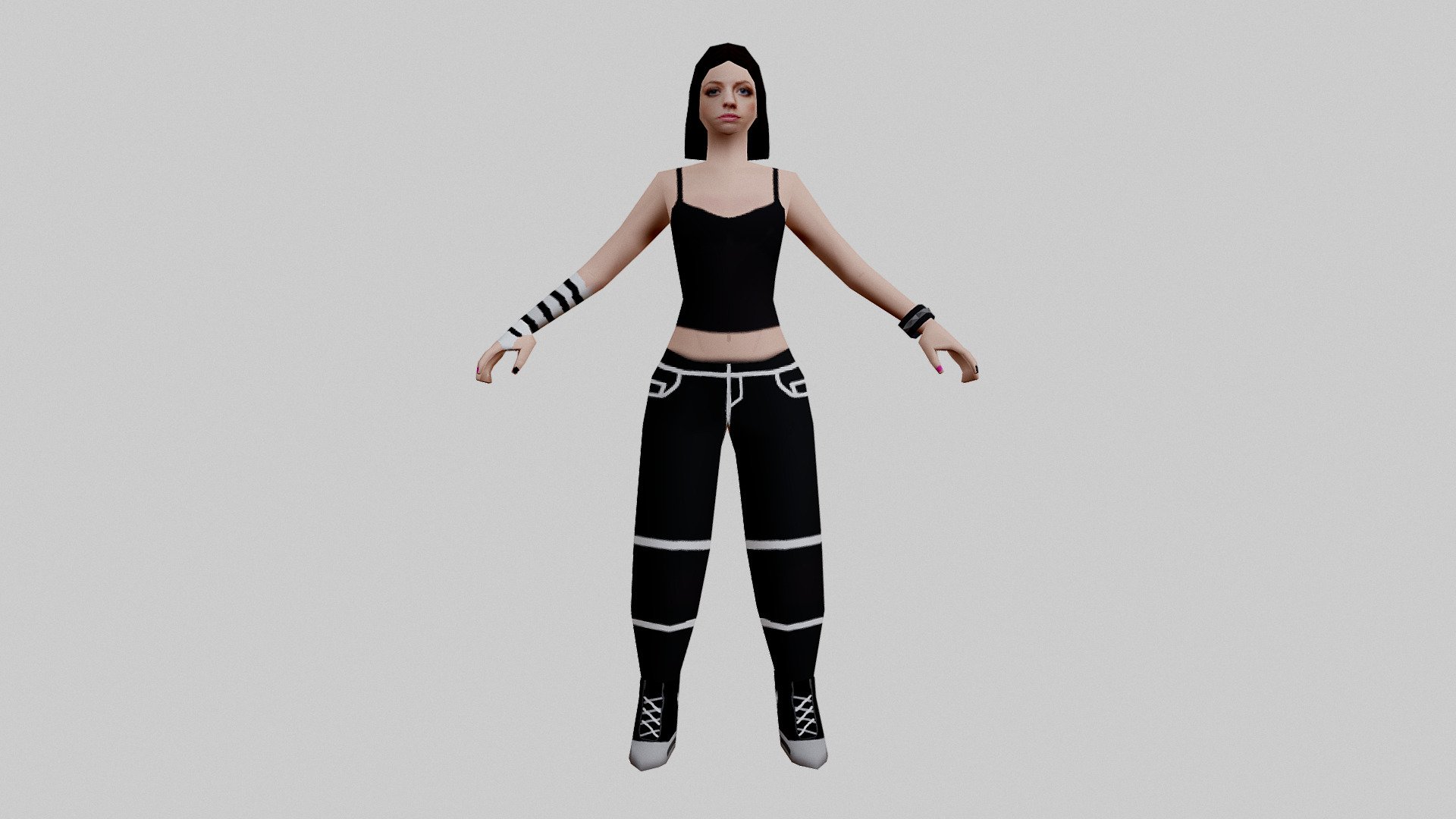 Girl game character - Retro style - Download Free 3D model by ...