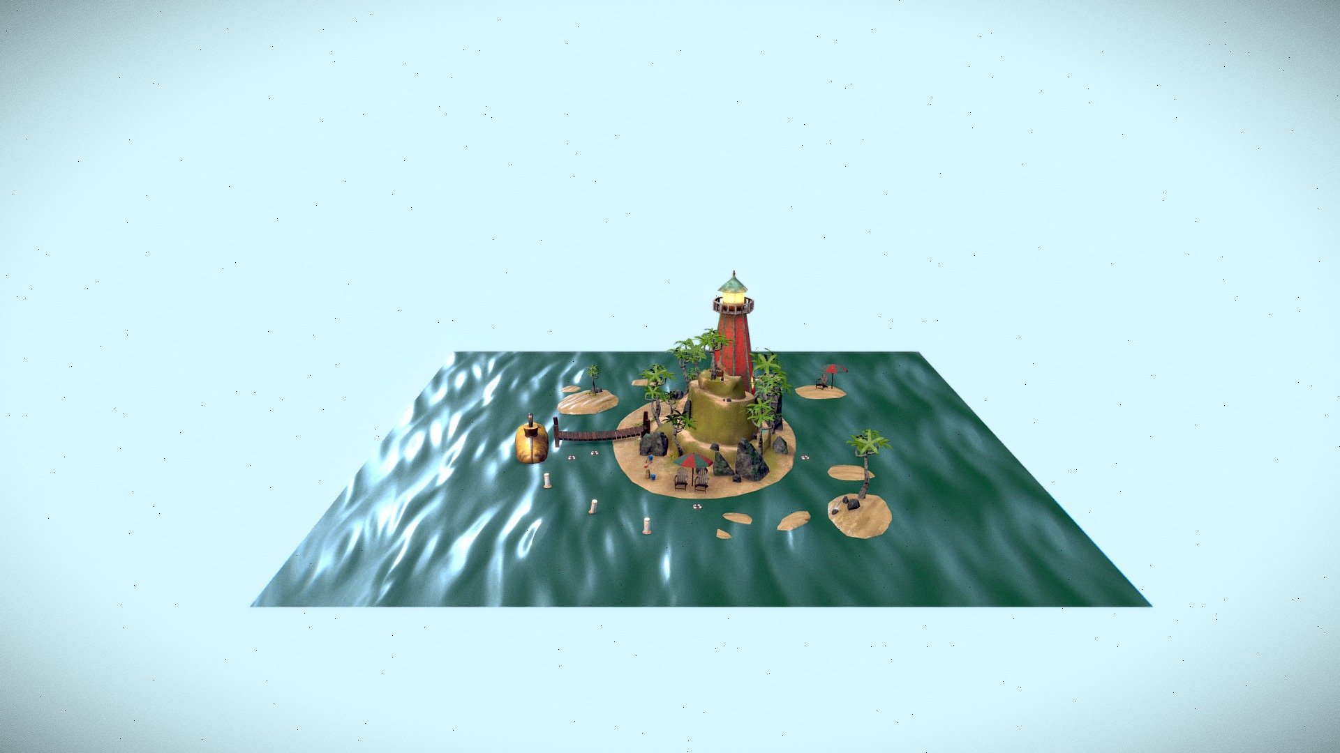 Lily Annand Midterm Lighthouse Beach Scene - 3D model by pandalily1117 [2bd0b09] - Sketchfab