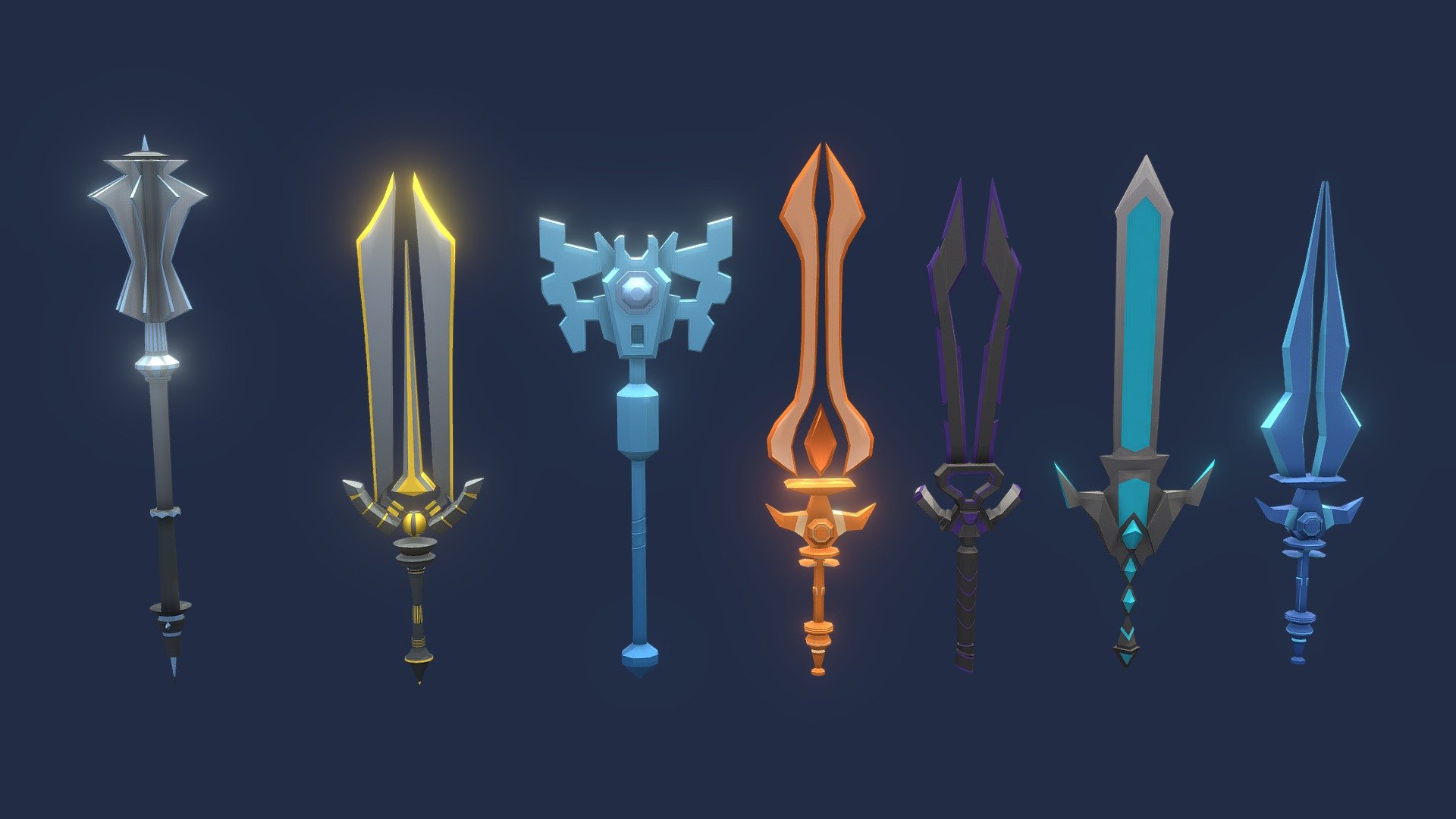 Swords Low-poly Game ready - Download Free 3D model by Faridmajore ...