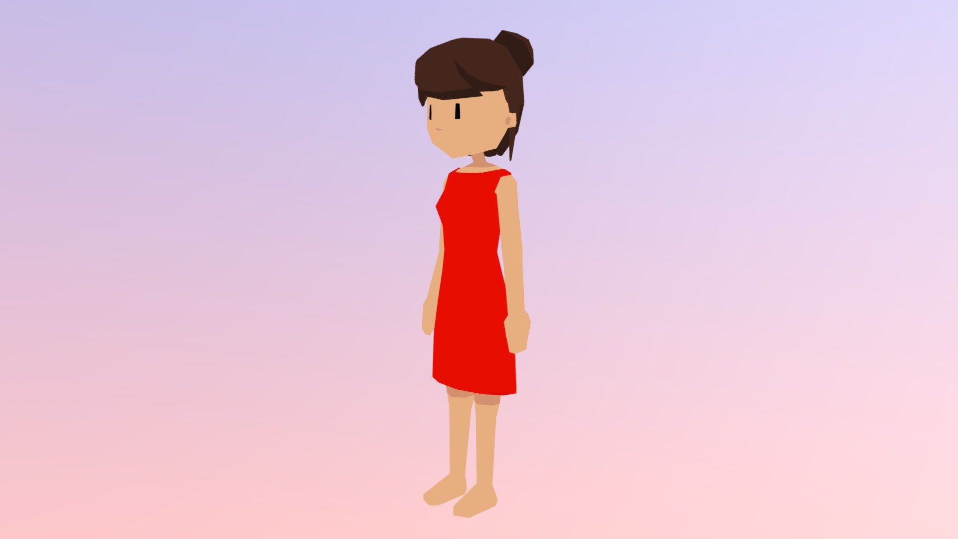 Low poly girl avatar with red dress - 3D model by mai.kar [2be24e6 ...