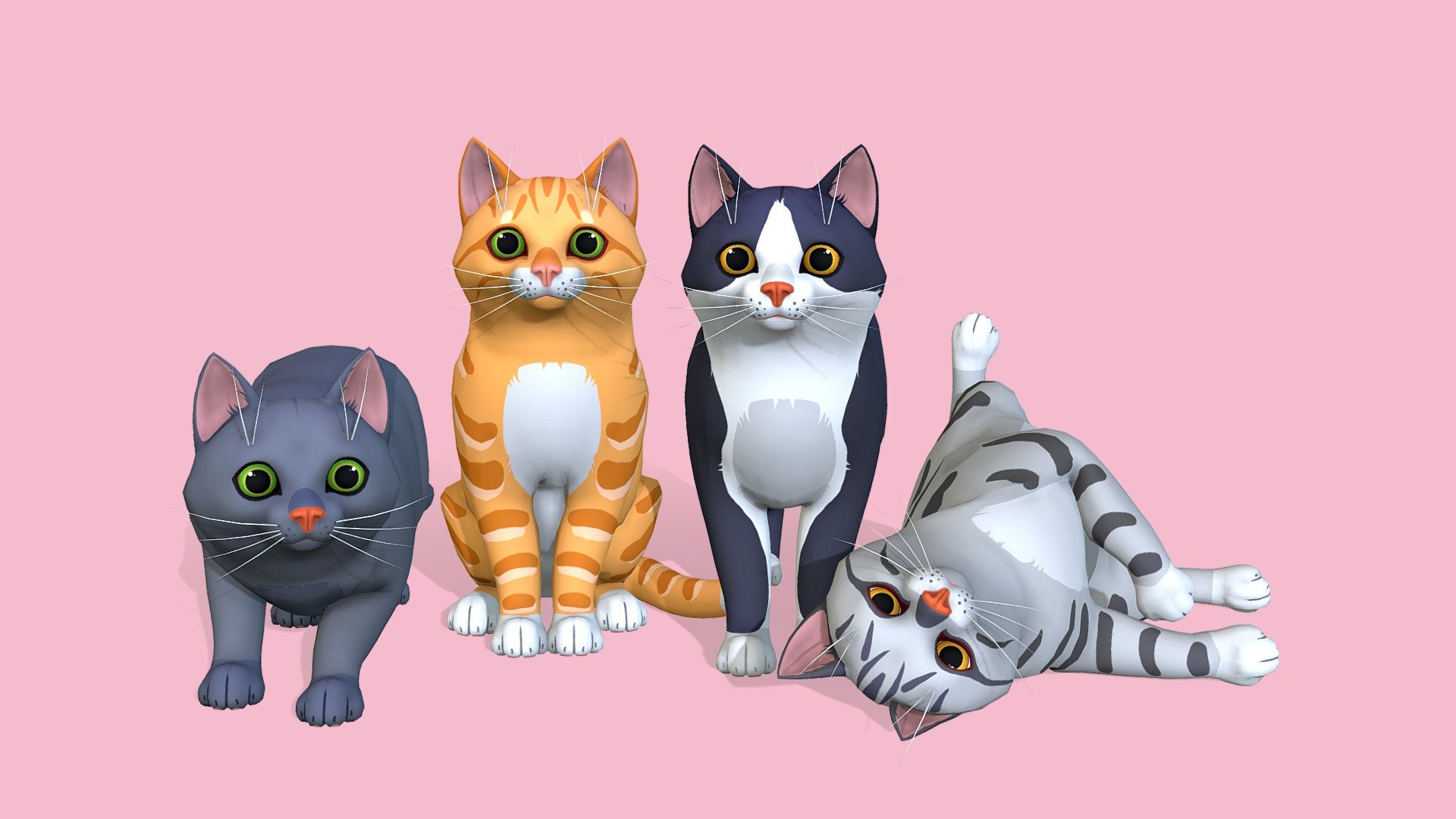 Cartoon Cats pack - 3D model by RedDeer (@billl90) [2bf2288] - Sketchfab