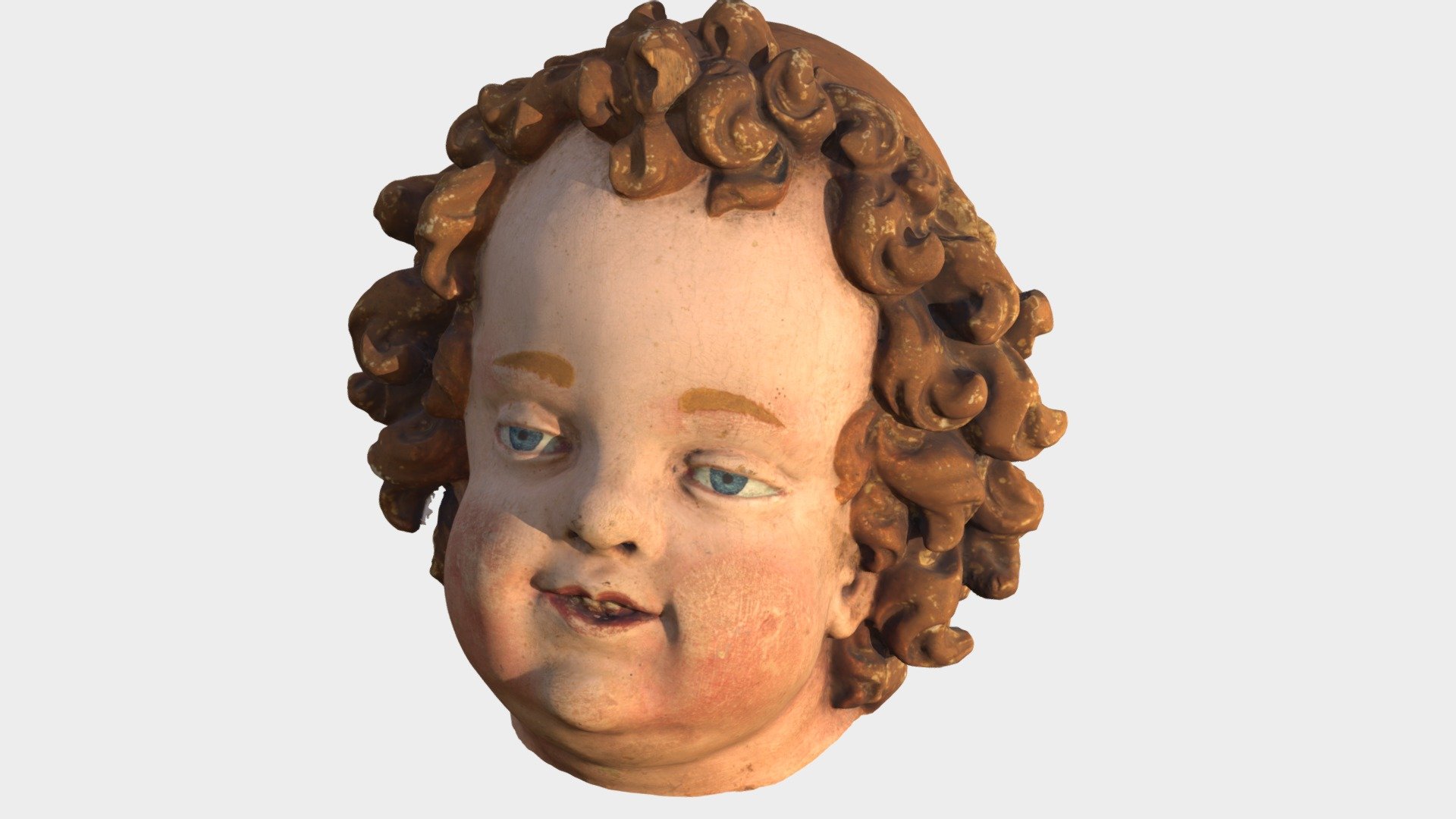 Angel head of carved wood and plaster - Download Free 3D model by ...
