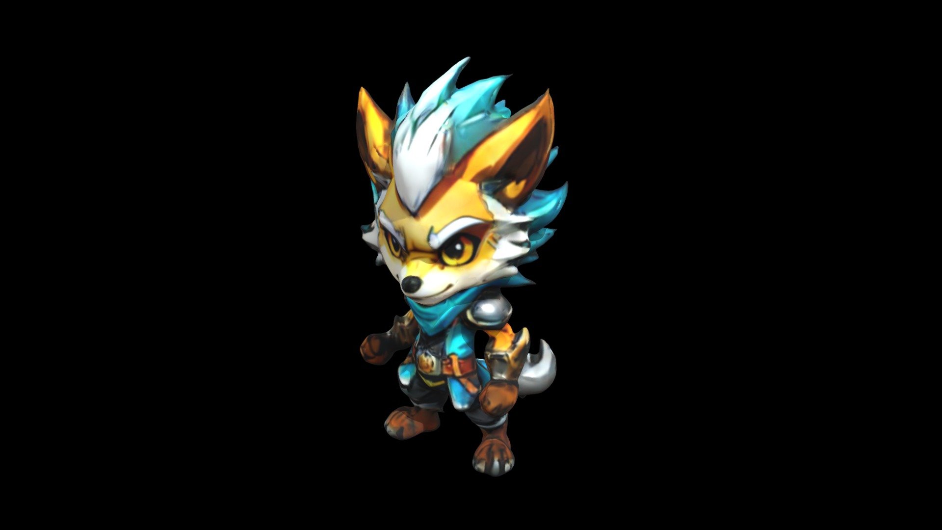 "Fierce warrior fox with blue fur and a scarf" - Download Free 3D model ...