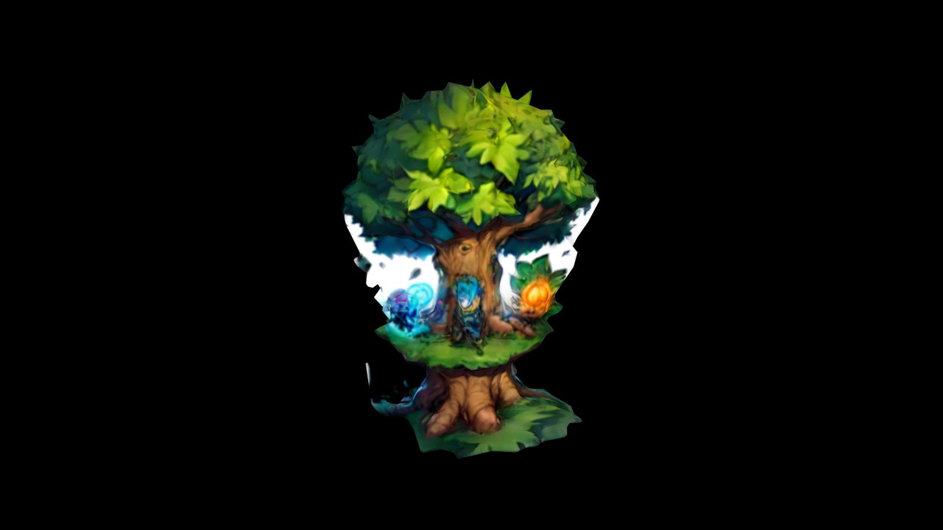 Anime style character under a large tree with a - Download Free 3D ...