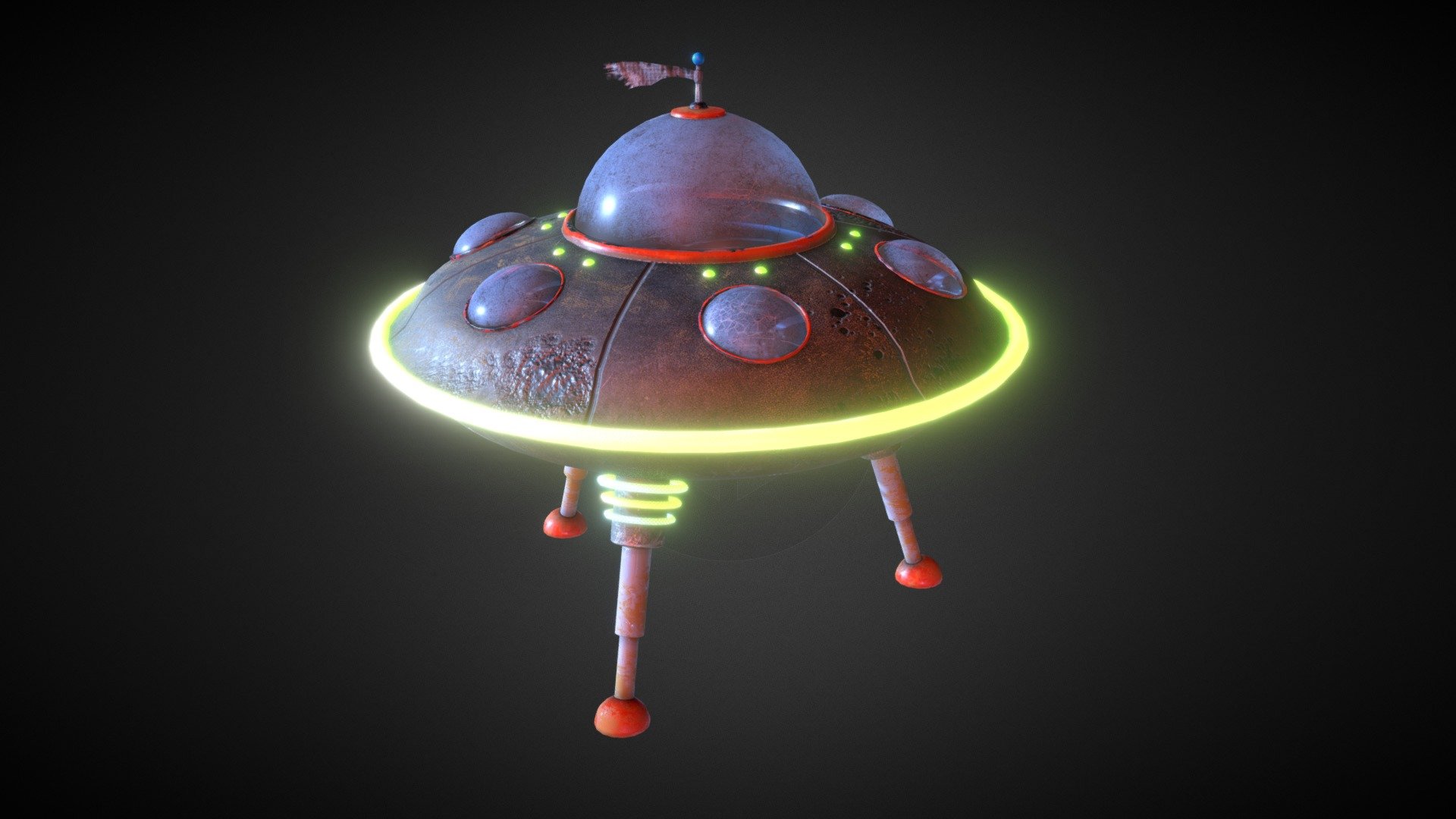 Ancient UFO / Alien spaceship (Game Ready) - 3D model by Alwoke ...