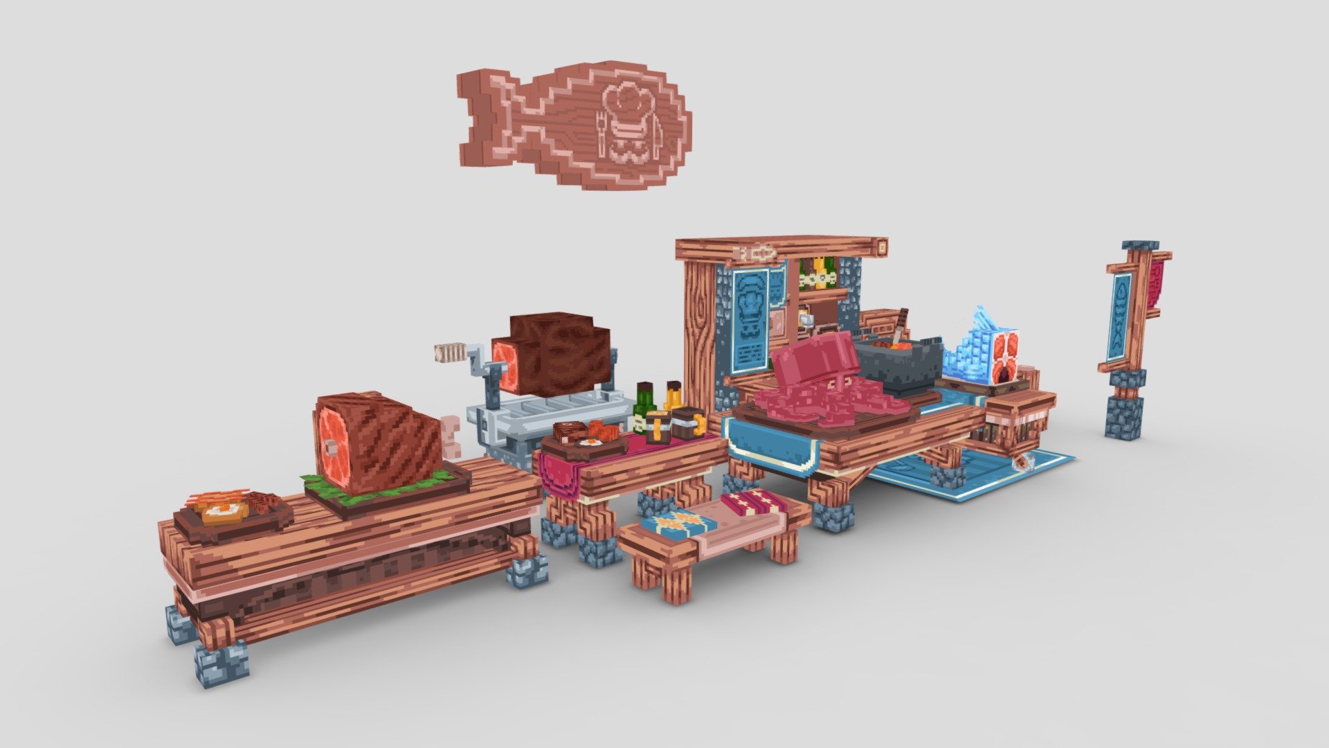 Restaurant Decoration Pack Volume 1 - Buy Royalty Free 3D model by EliteCreatures [2c2cc00 ...