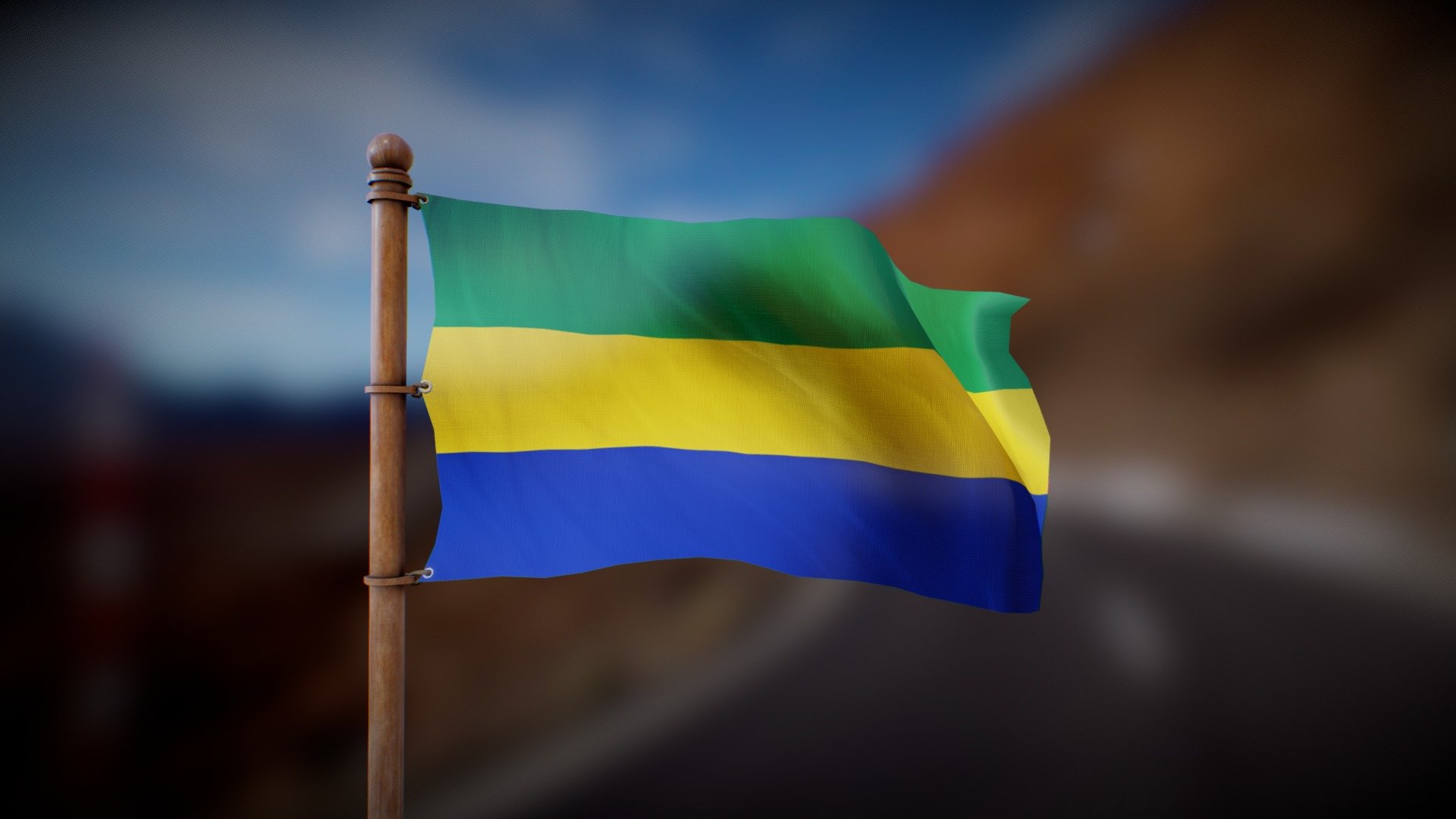 Flag of Gabon - Wind Animated loop - Buy Royalty Free 3D model by ...