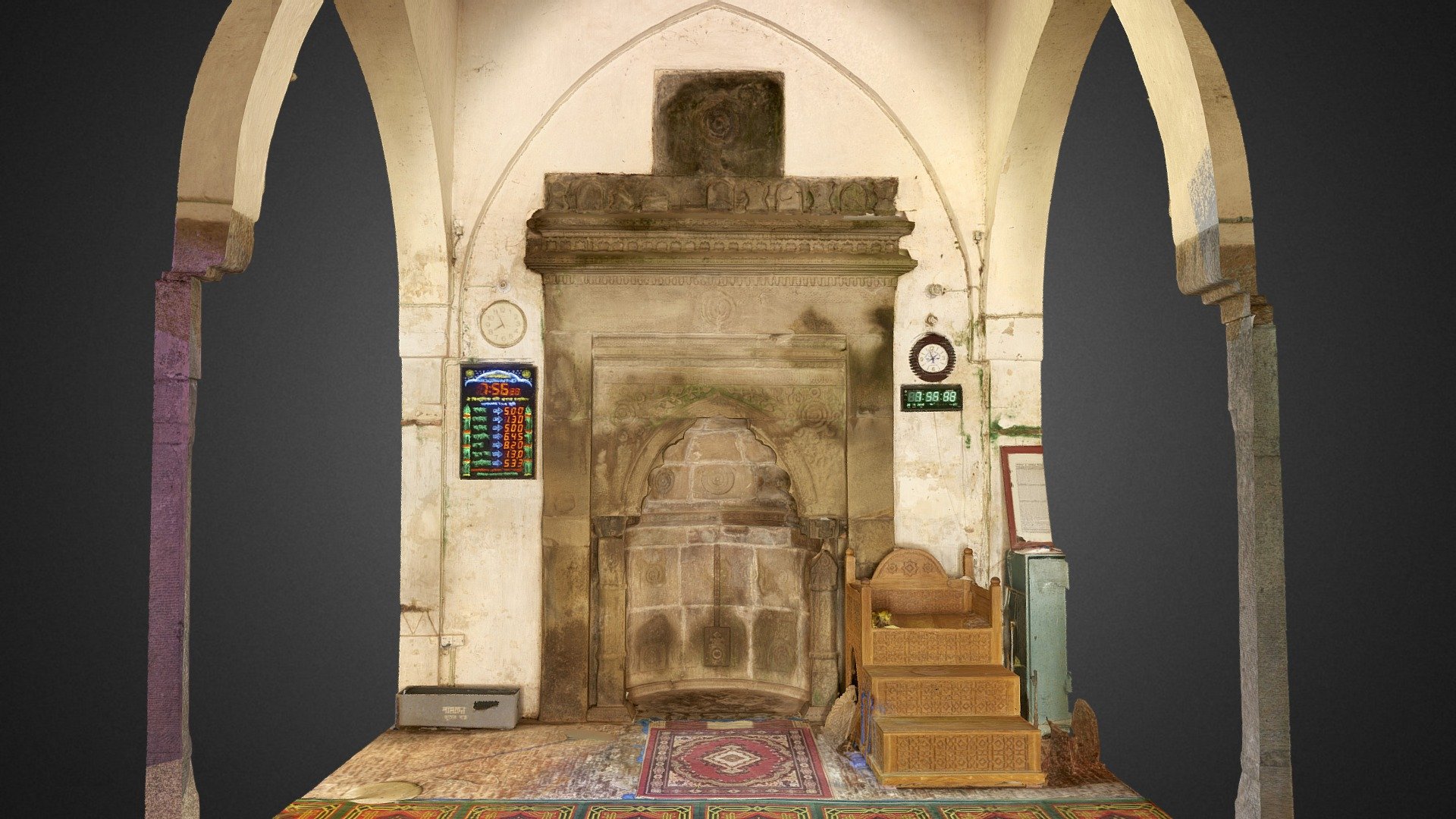 Central Mihrab at Sixty Dome Mosque, Bagerhat - 3D model by CyArk ...
