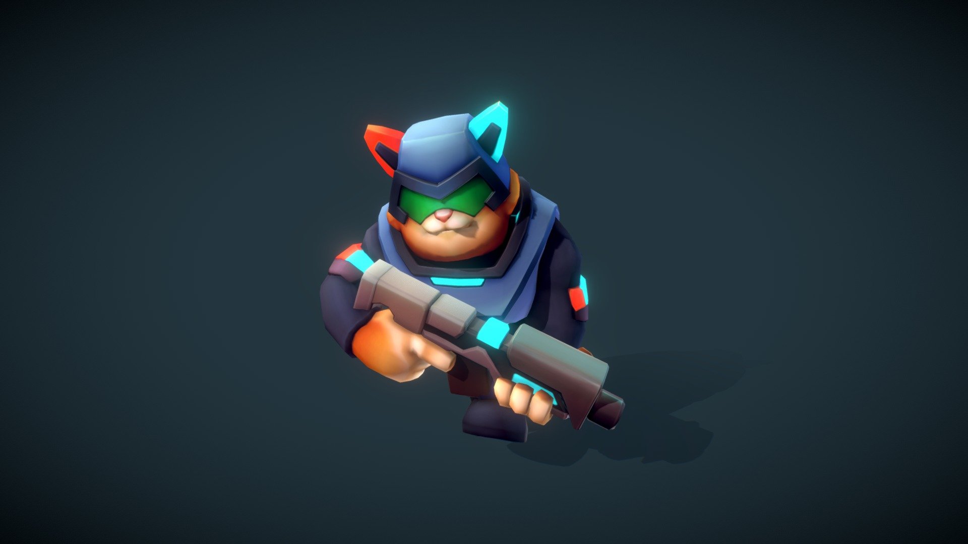 Cat Gunner Animation - Preview - 3D model by BitGem [2c5df4b] - Sketchfab