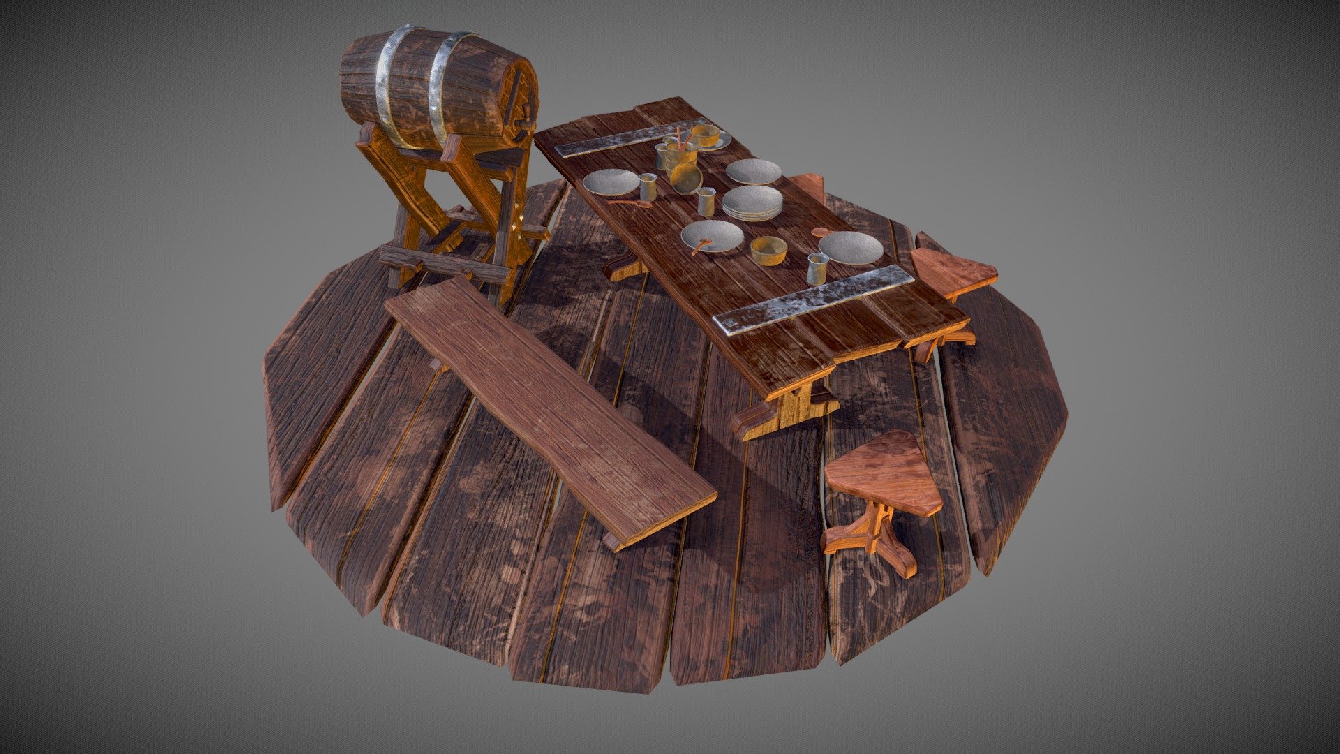 Medieval Table - 3D model by Tony Pagnier (@TonyPagnier) [2c5e8de ...