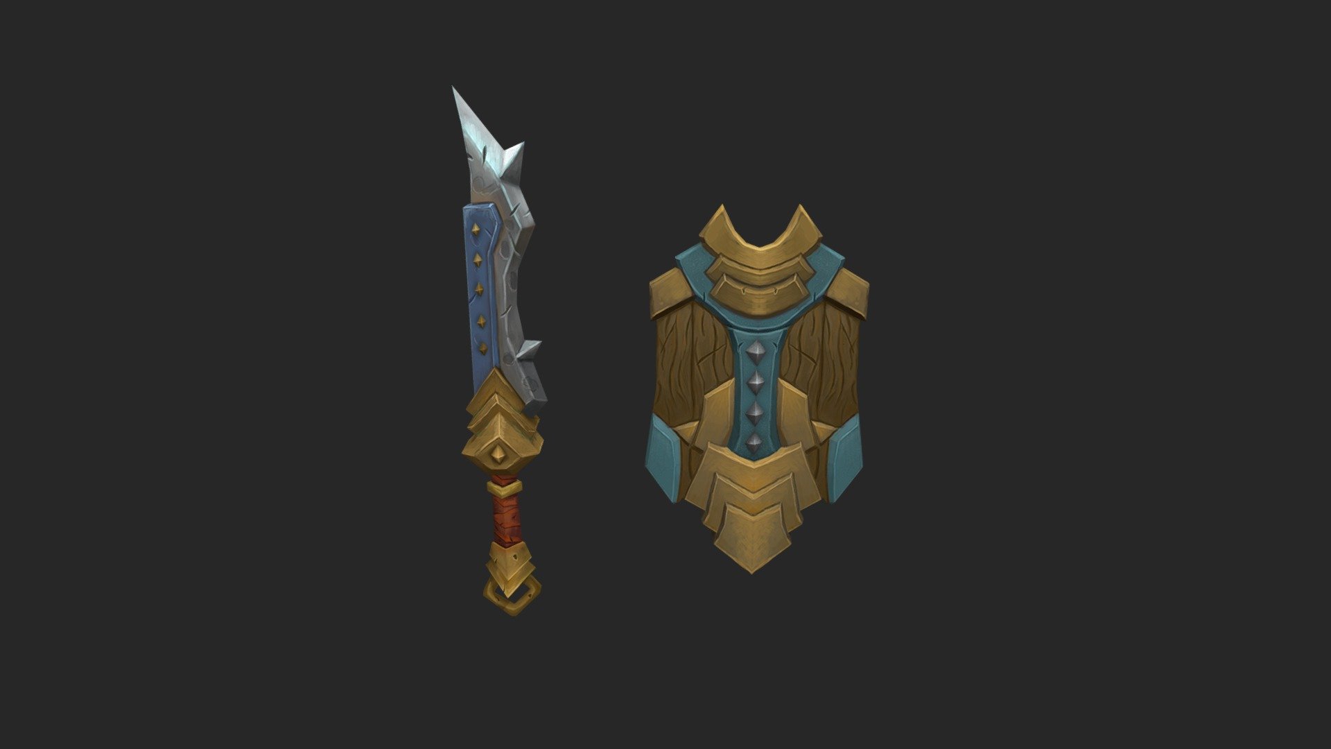 Sword and Shield (Game Ready) - 3D model by Dustin Stomboly (@TheStombo ...