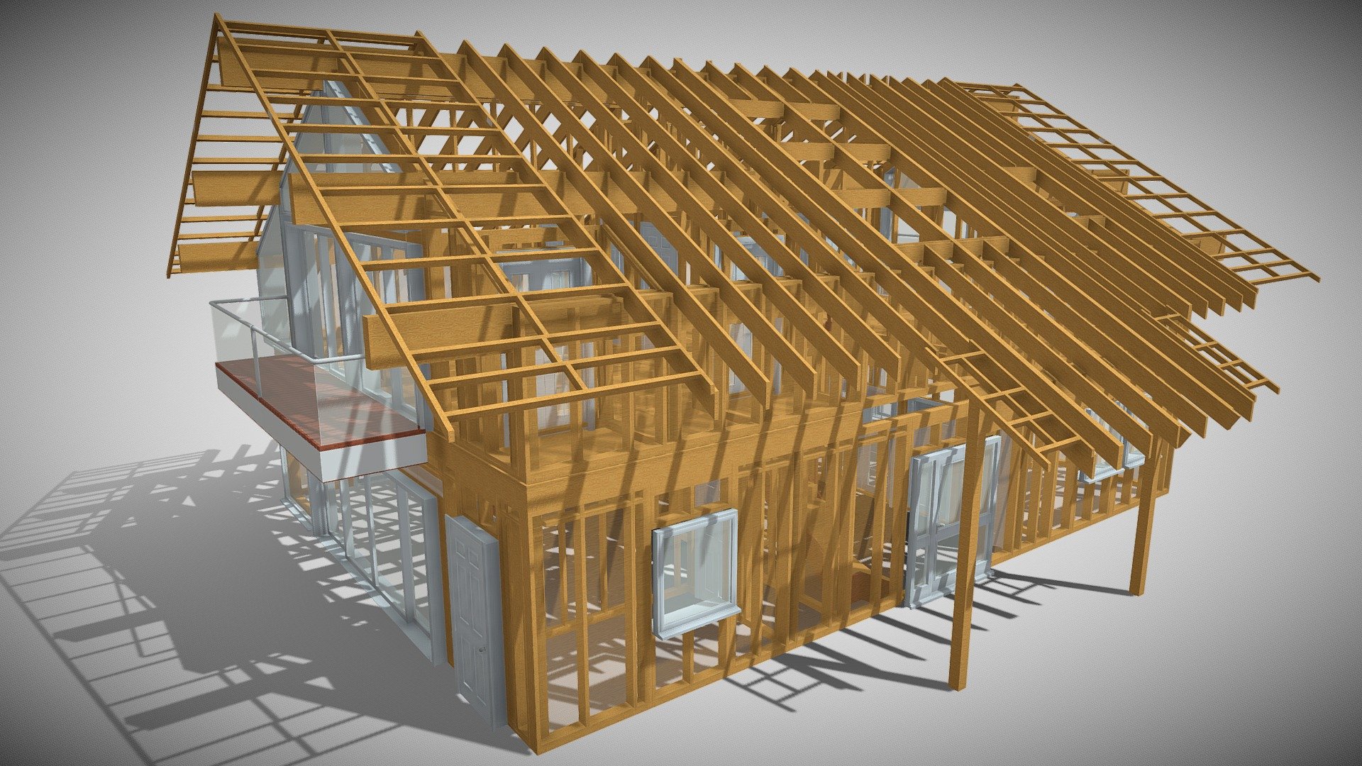 Standard house type framing only - Download Free 3D model by andrew ...