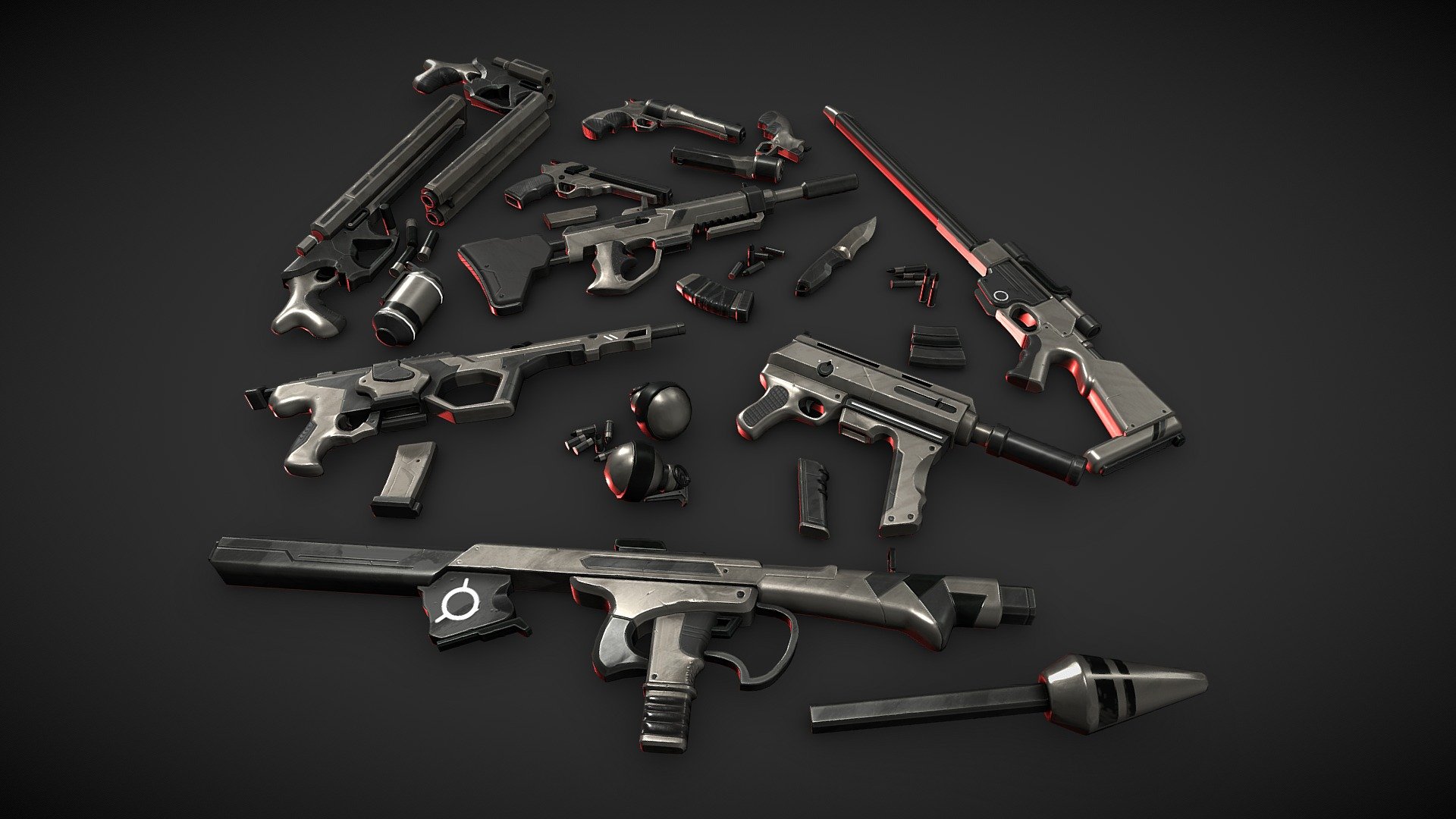 Stylized PBR Guns Pack - 3D model by qwedeath [2c7d7aa] - Sketchfab