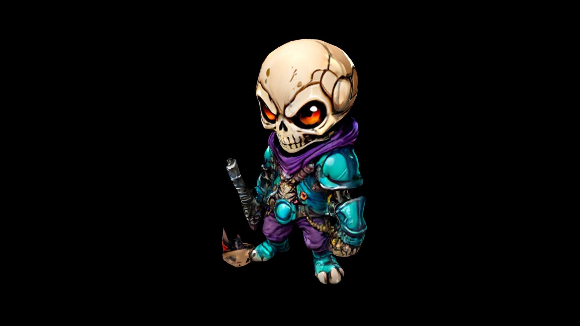 A skeleton with a scowl on its face, dressed in - Download Free 3D ...