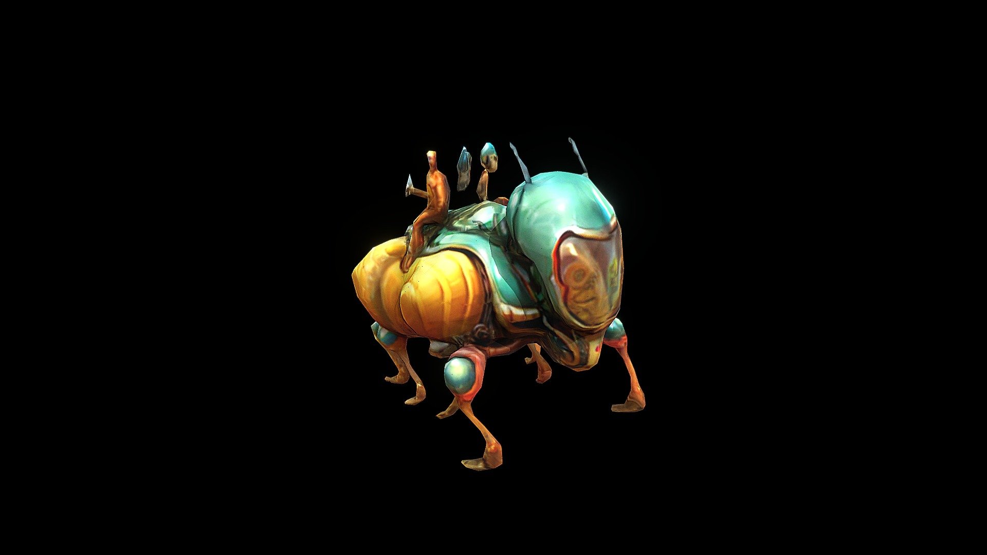 a cartoon drawing of a man sitting on a bug - Download Free 3D model by ...