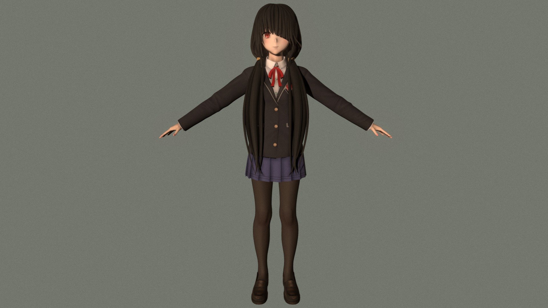 T pose rigged model of Kurumi Tokisaki - Buy Royalty Free 3D model by ...