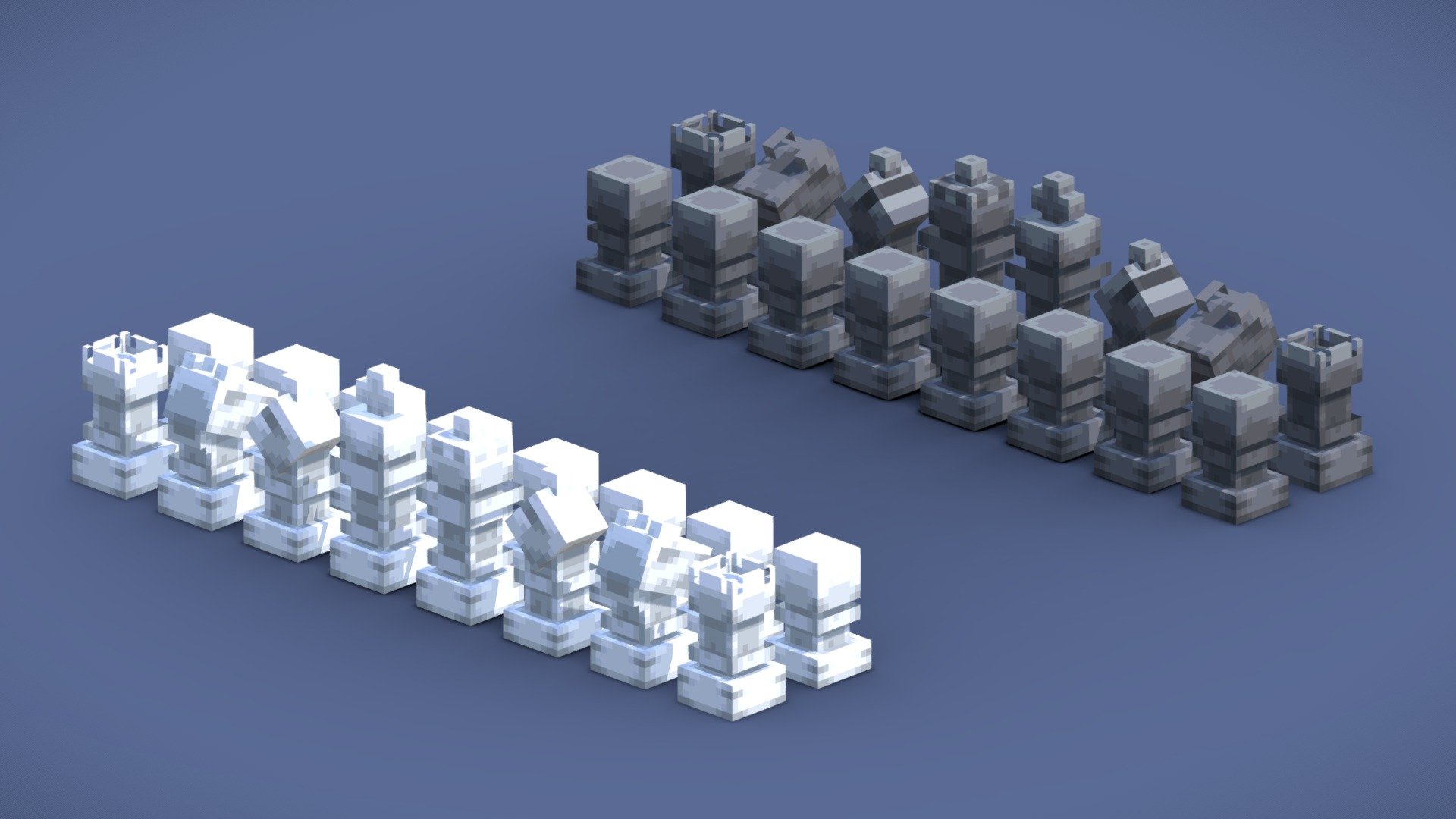 Low-poly Chess pieces - 3D model by PhantomEye [2ca0f15] - Sketchfab