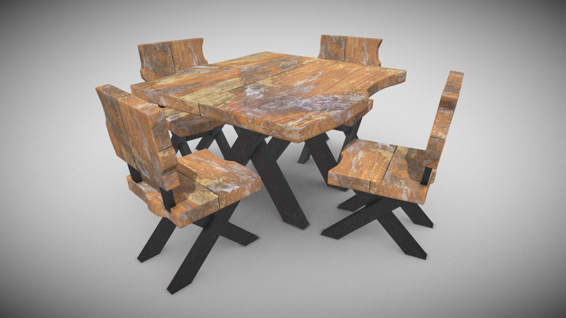 natural wood table chair 02 3D model 3D model - 3D model by nvere ...