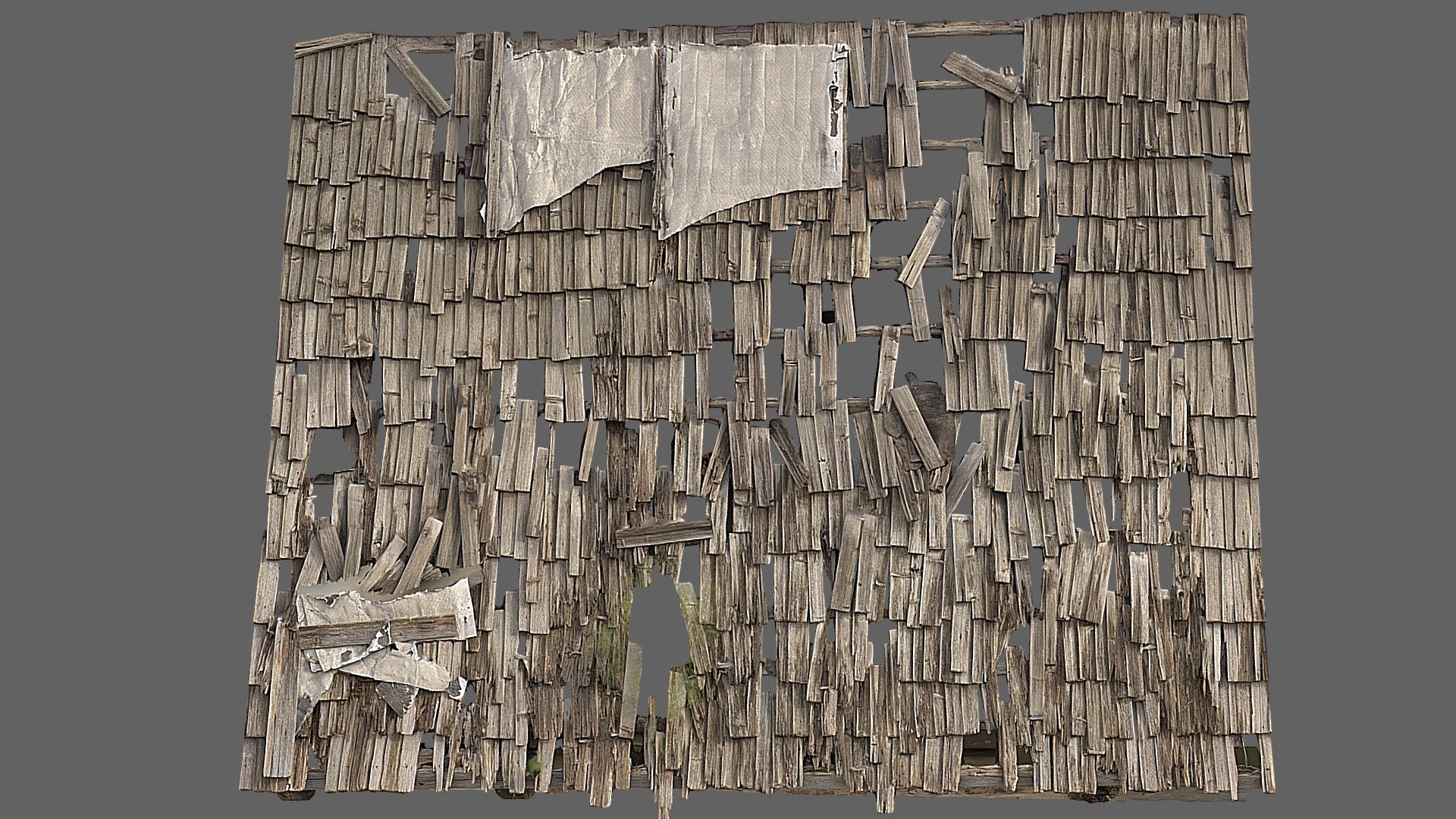 decayed wooden shingle roof A1 - Buy Royalty Free 3D model by Оrрндп ...