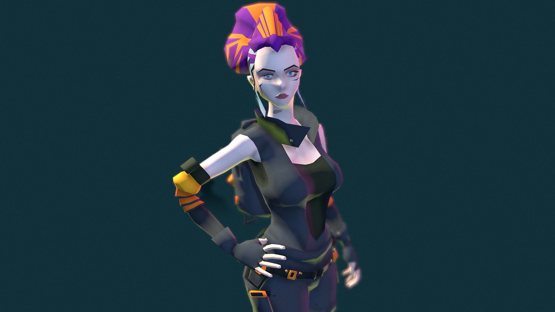 Midpoly Cyberpunk Female Character - 3D model by owowowsam [2cc7ef3 ...