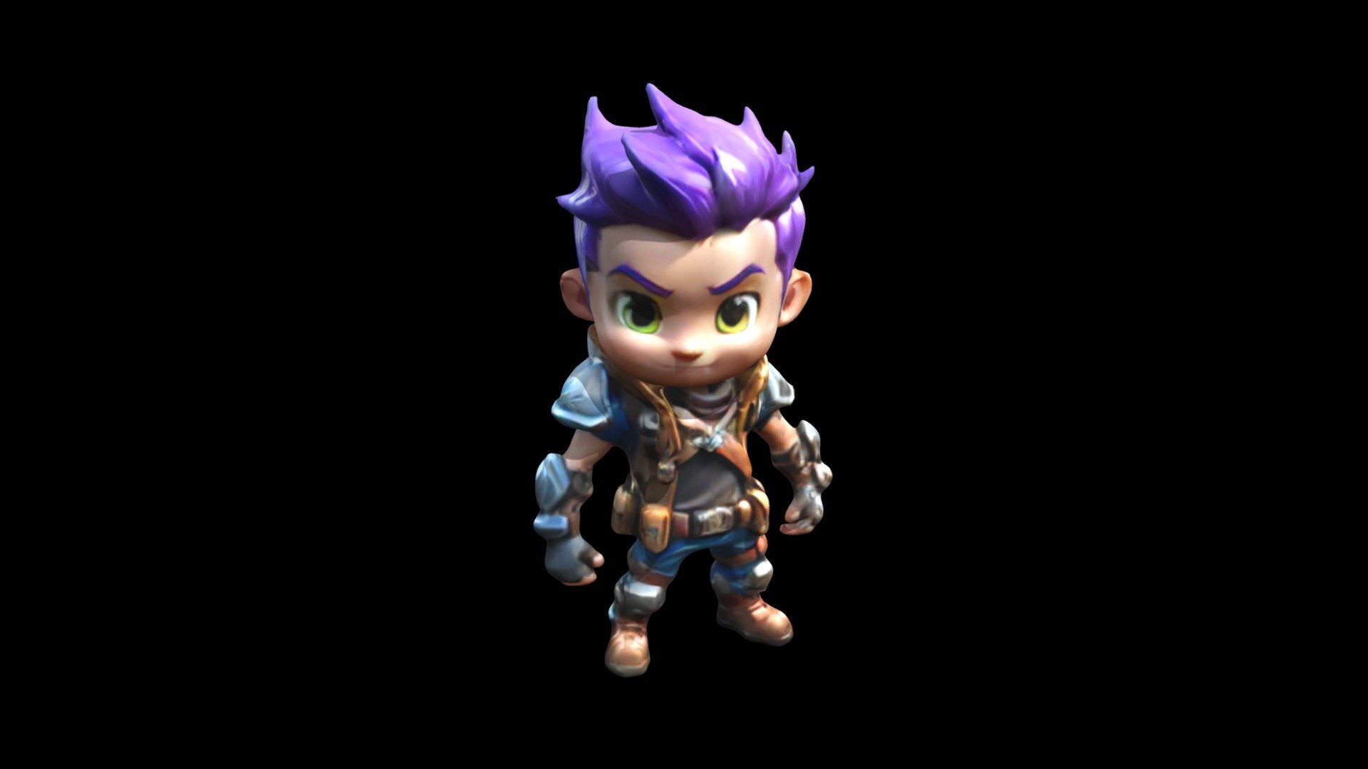 "Colorful Cartoon Avatar with Purple Hair, Brown - Download Free 3D ...