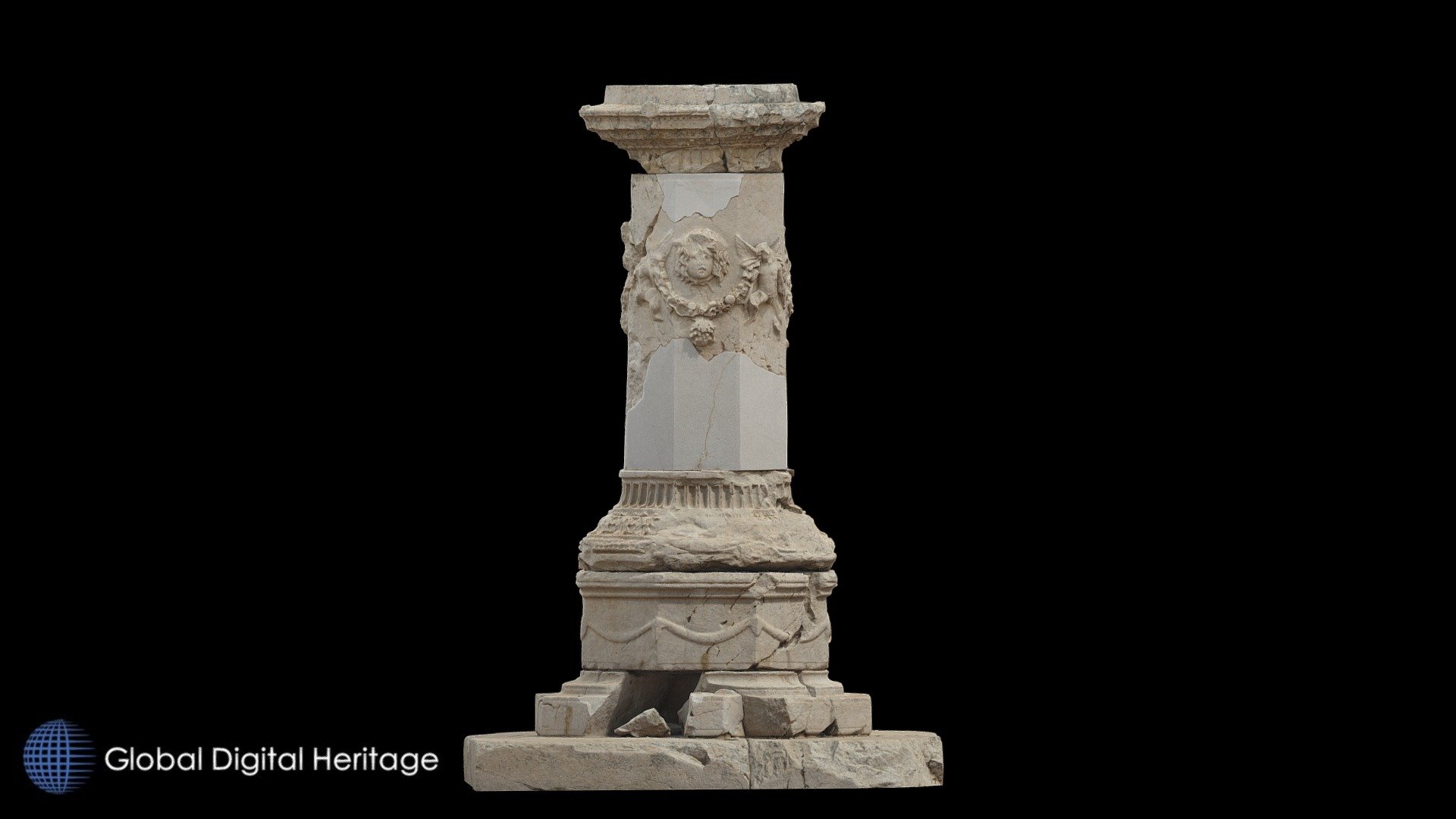 Decorated stepped monument with octagonal pillar - Download Free 3D ...