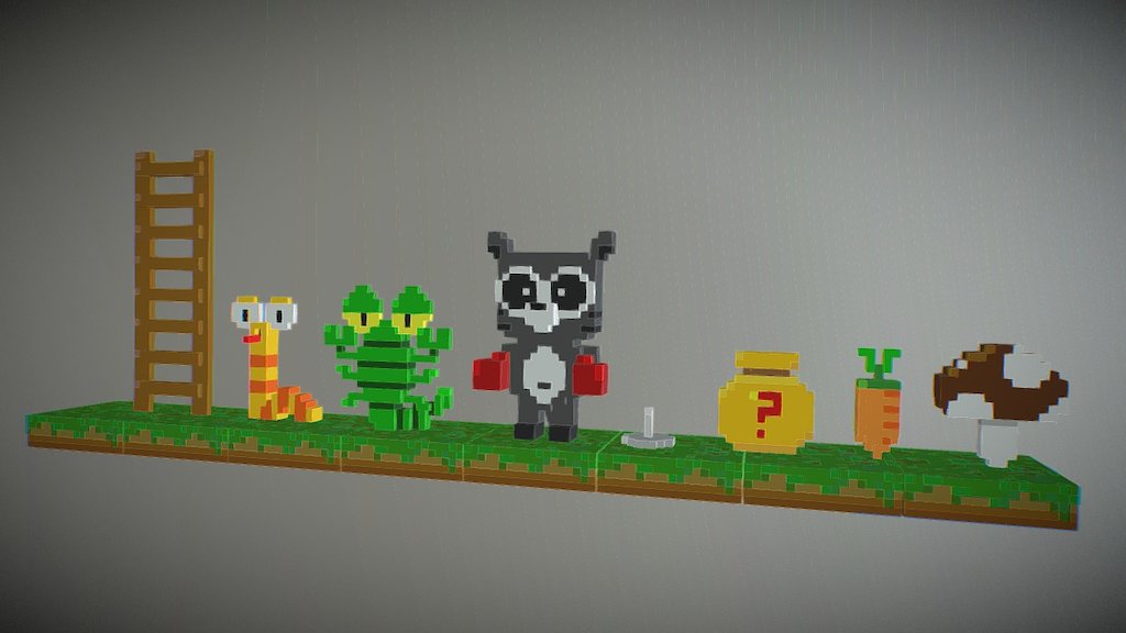 Racoon Game Voxel - 3D model by u3dmom (@i9anada) [2d205dc] - Sketchfab