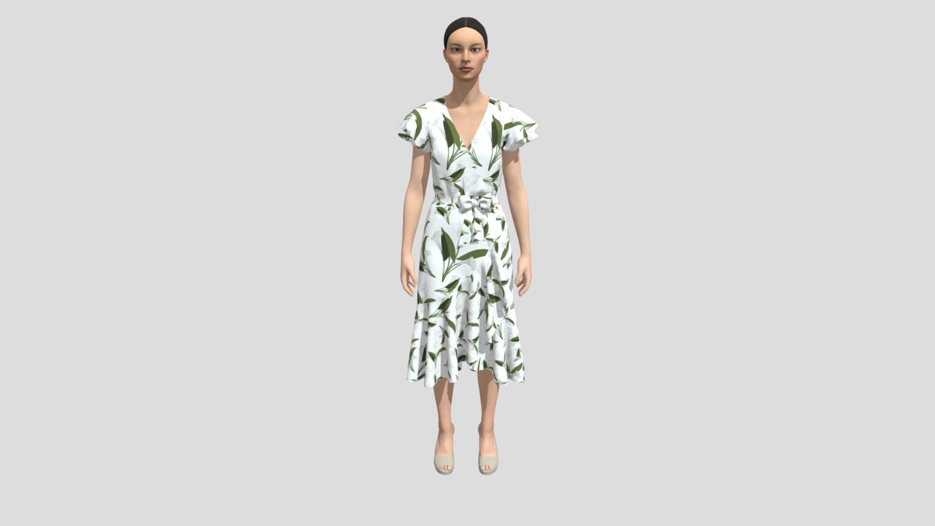 Flutter Sleeve Dress - OBJ - 3D model by perfitly (@perfitly20 ...