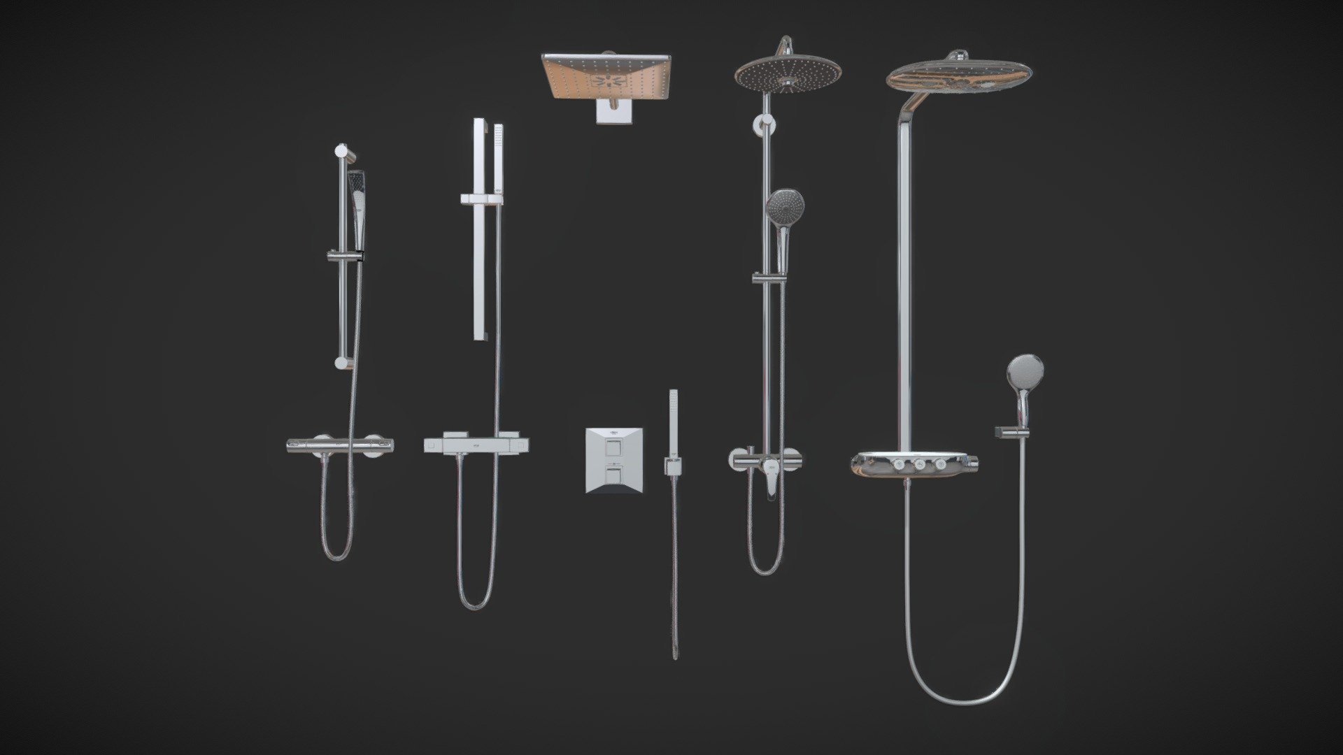 Shower systems GROHE set 98 - Buy Royalty Free 3D model by madMIX ...