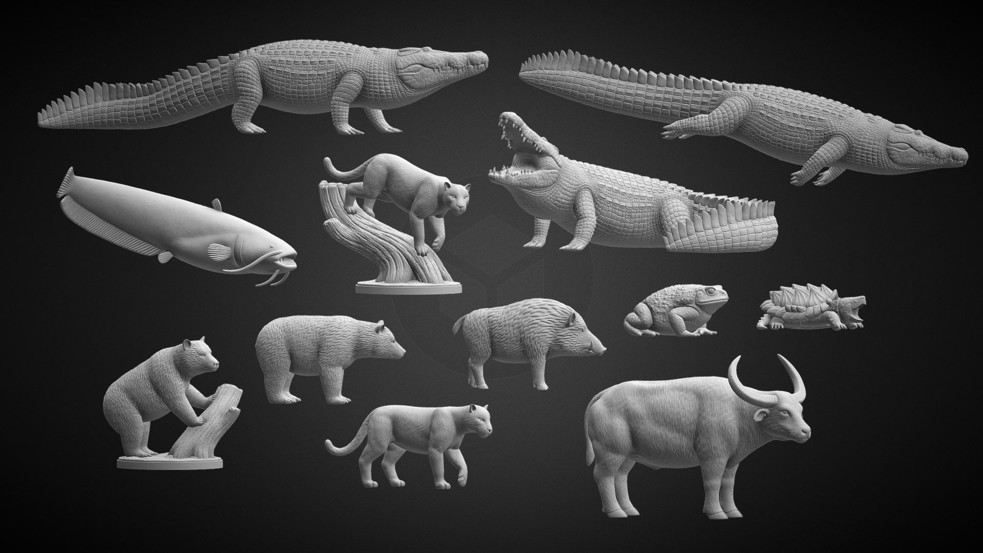 Animals for 3D Printing - Swamp Wildlife - Buy Royalty Free 3D model by ...