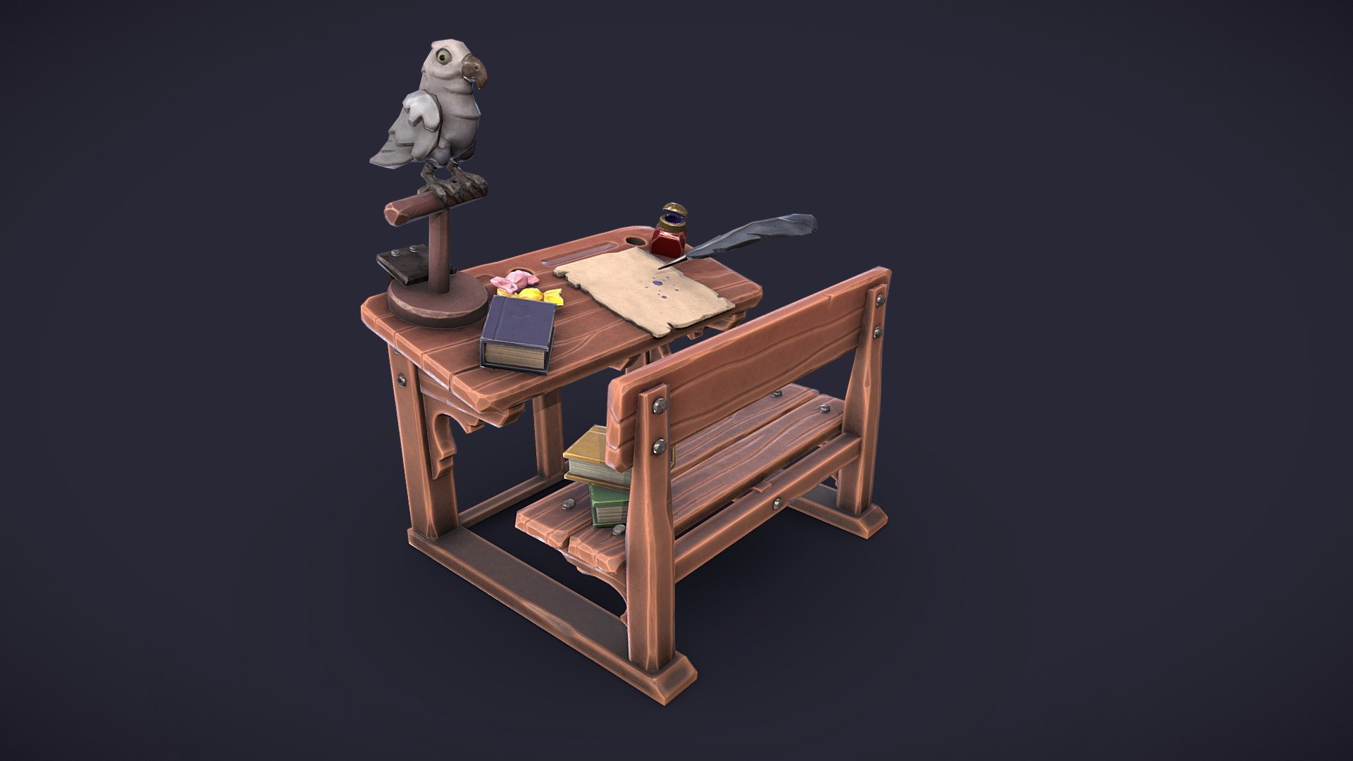 Stylized School Desk - 3D model by H.Emilie [2d5dd91] - Sketchfab