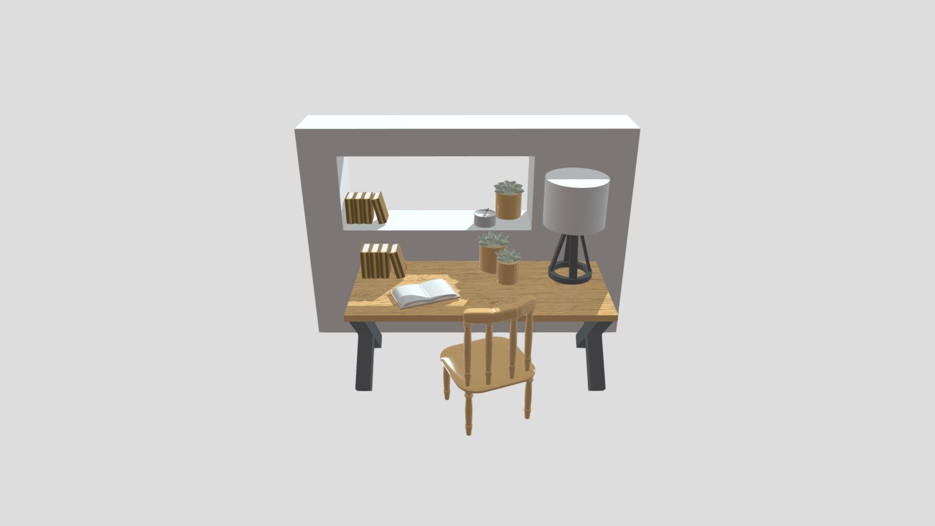 Table In Room With Cut Out Wall - Download Free 3D model by The Golden ...