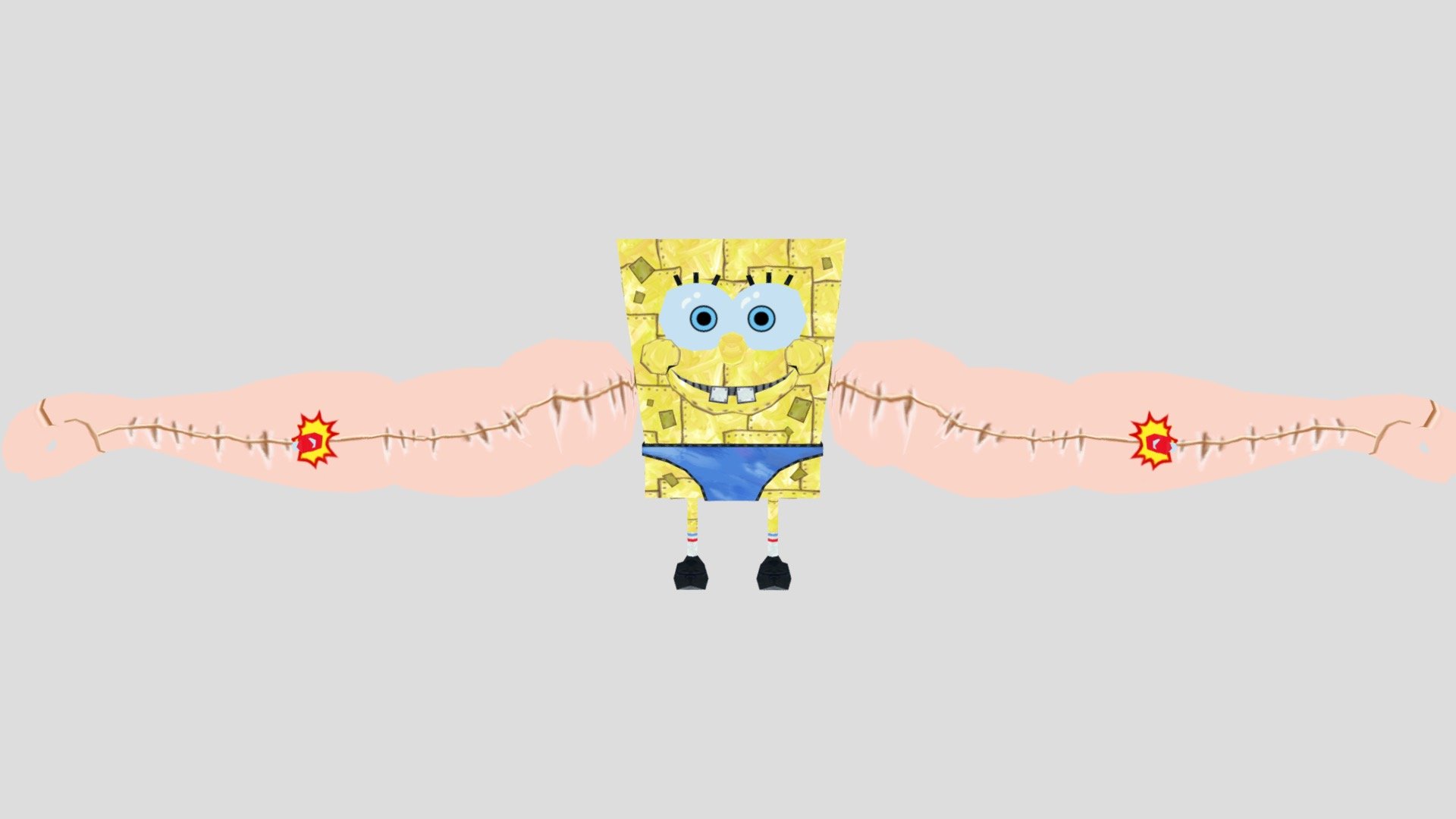 SpongeBob RoboPants (Muscle arms) Unused - 3D model by SMF Features Developed SpongeBob Angry ...