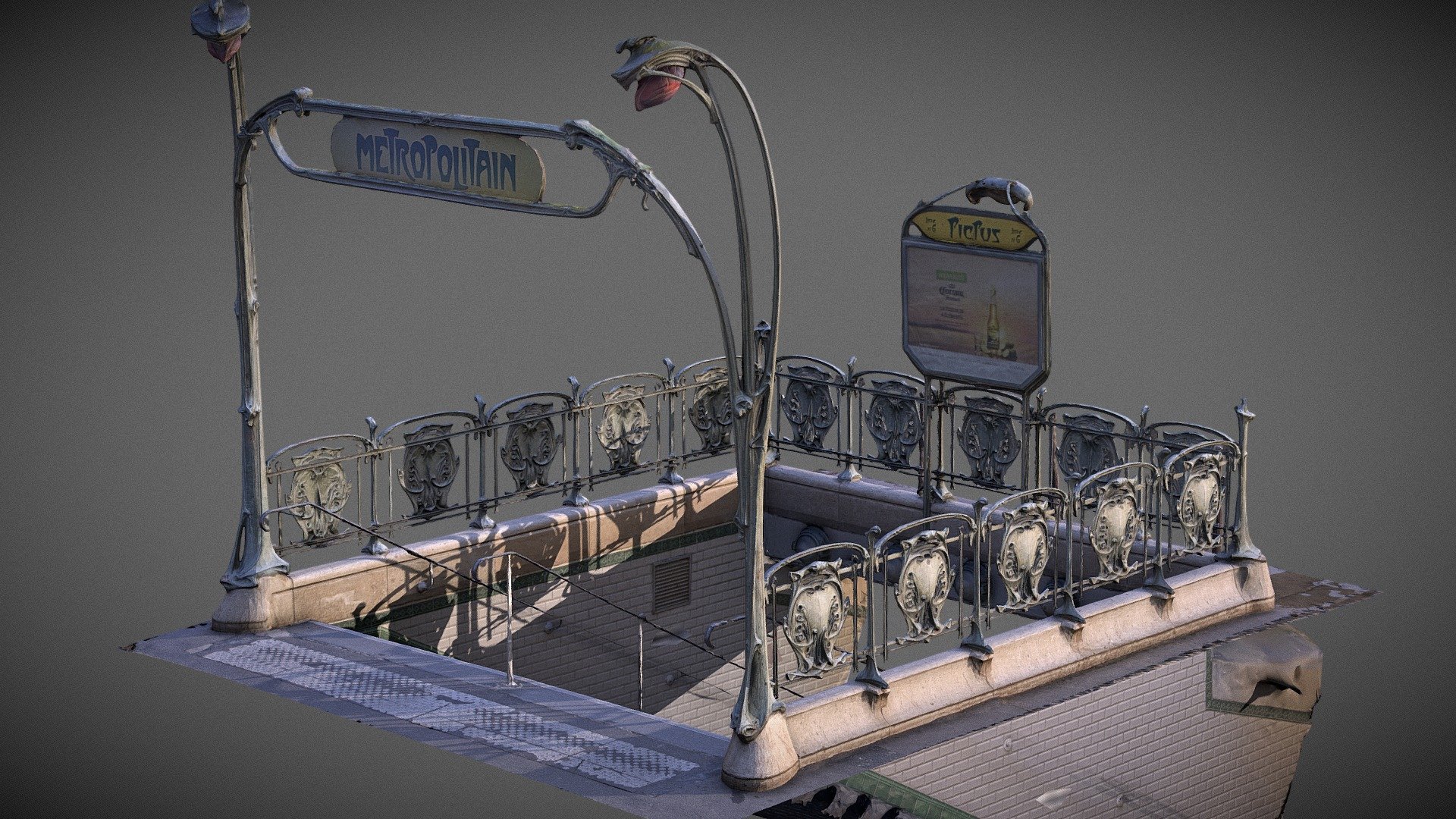 Art Nouveau Subway Entrance Paris - Buy Royalty Free 3D model by ...