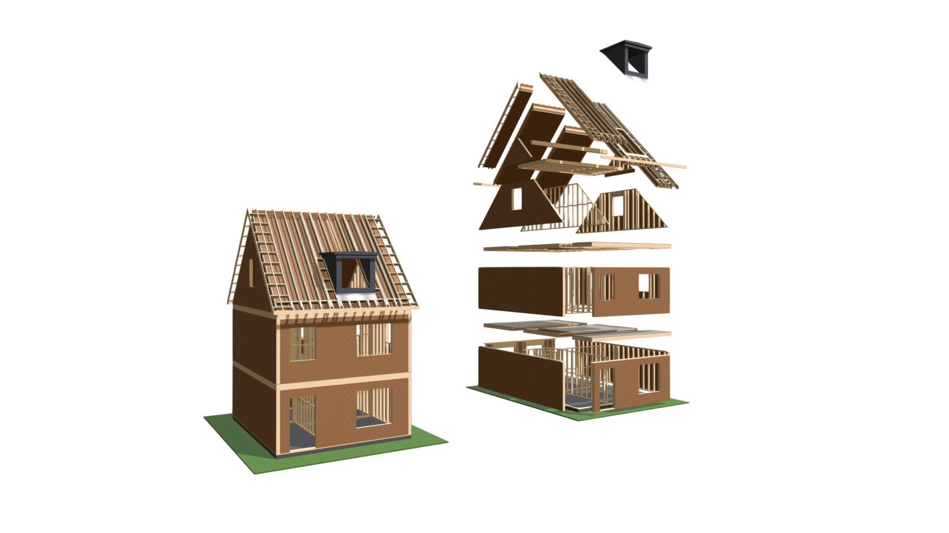 De-constructed timber frame - Download Free 3D model by ACS ...