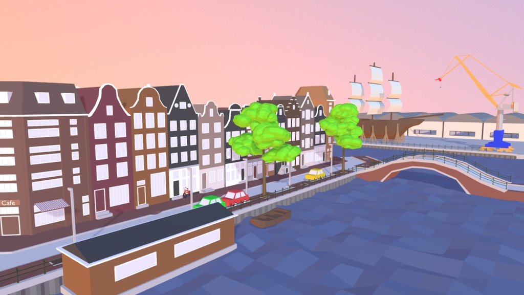 low poly Dutch town - 3D model by Oke Leuk (@okeleuk) [2d76adc] - Sketchfab