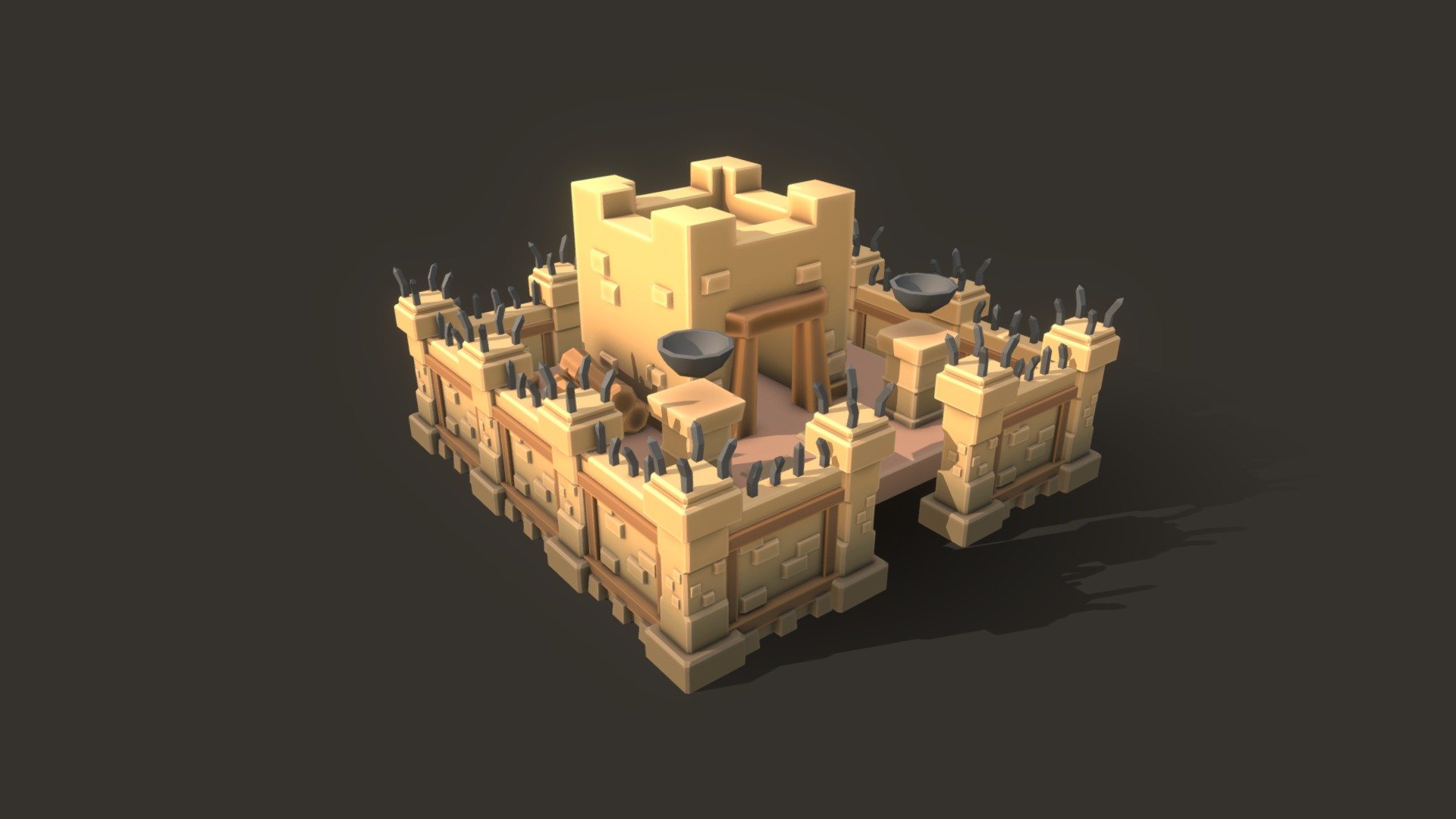Low Poly Stylized Fantasy Shelter Fort Castle - Buy Royalty Free 3D ...