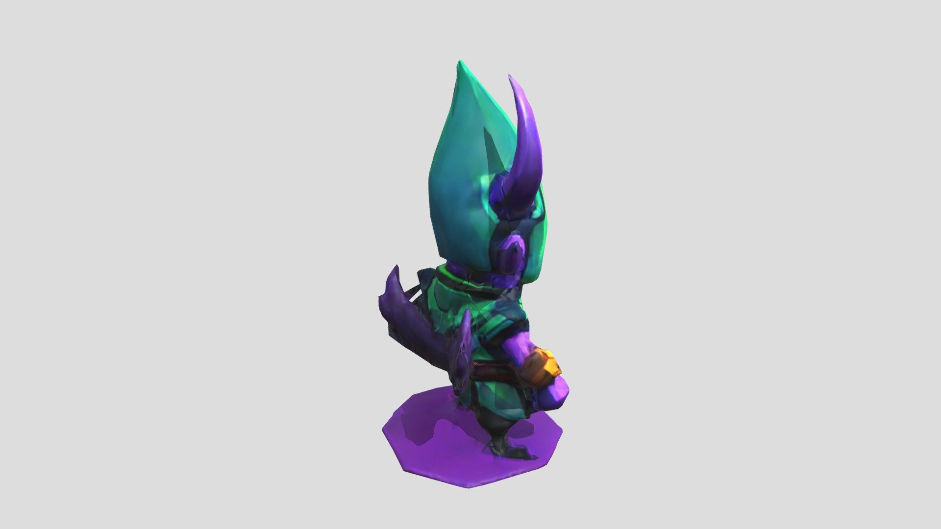 A chibi-style monster with a green and purple ou - Download Free 3D ...