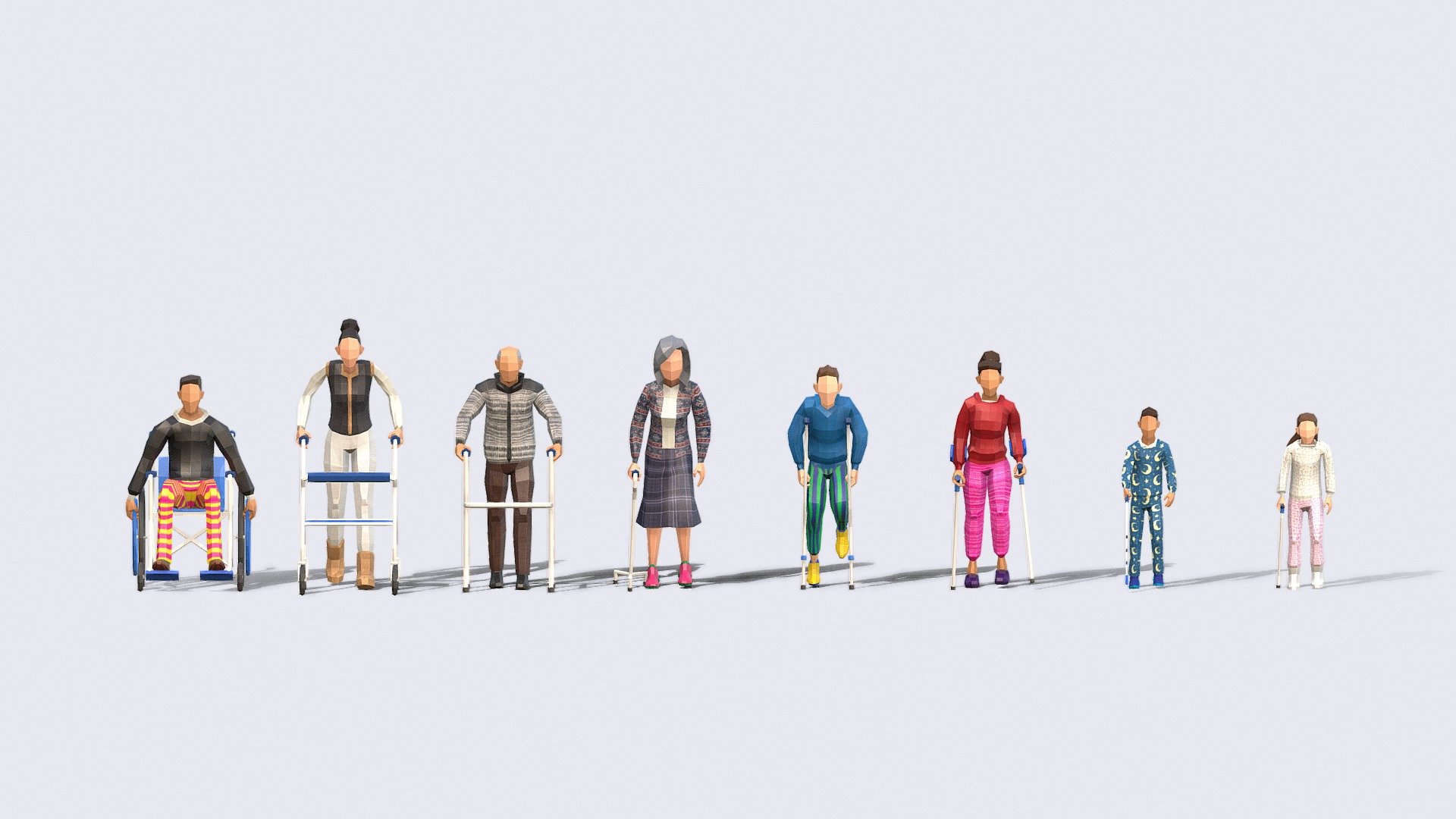 Low Poly Disabled People - Animated & Rigged - Buy Royalty Free 3D ...