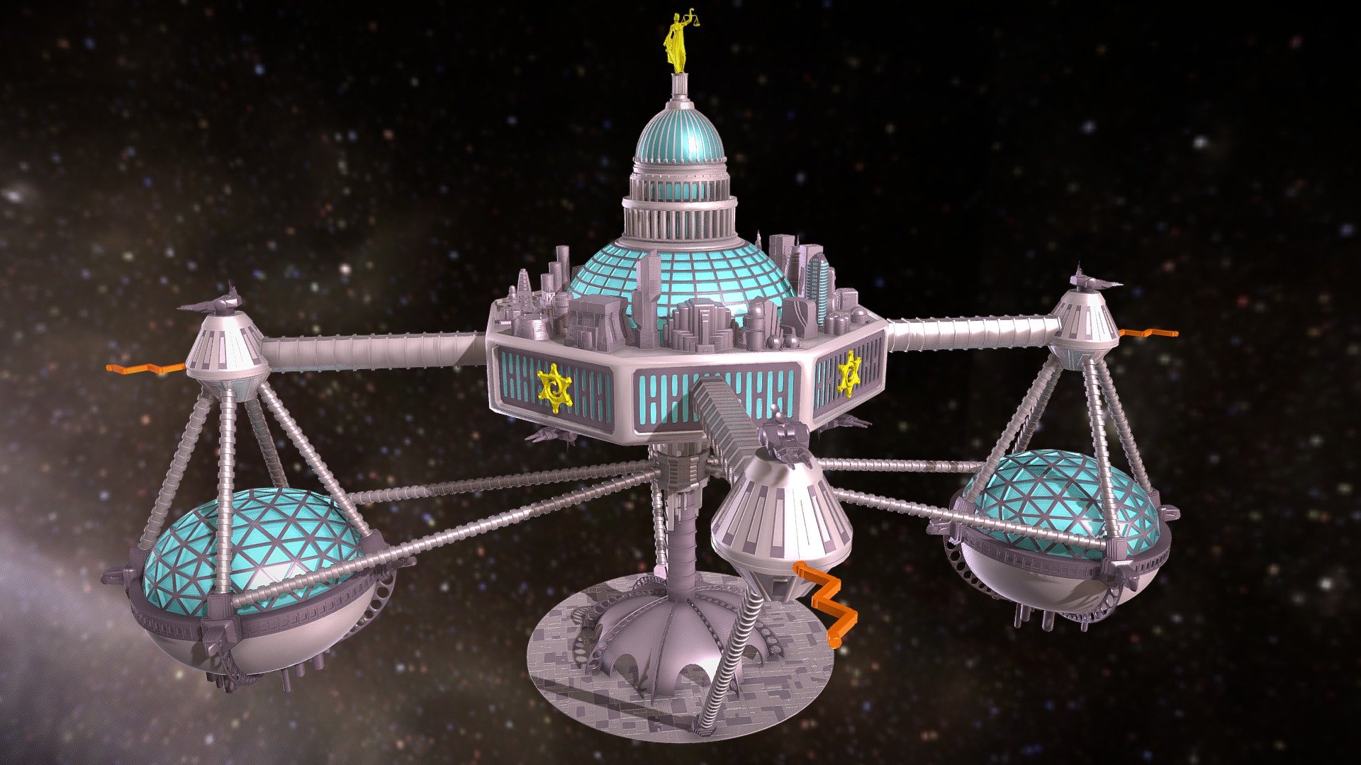 Galactic Police Central Station (color) - Download Free 3D model by ...