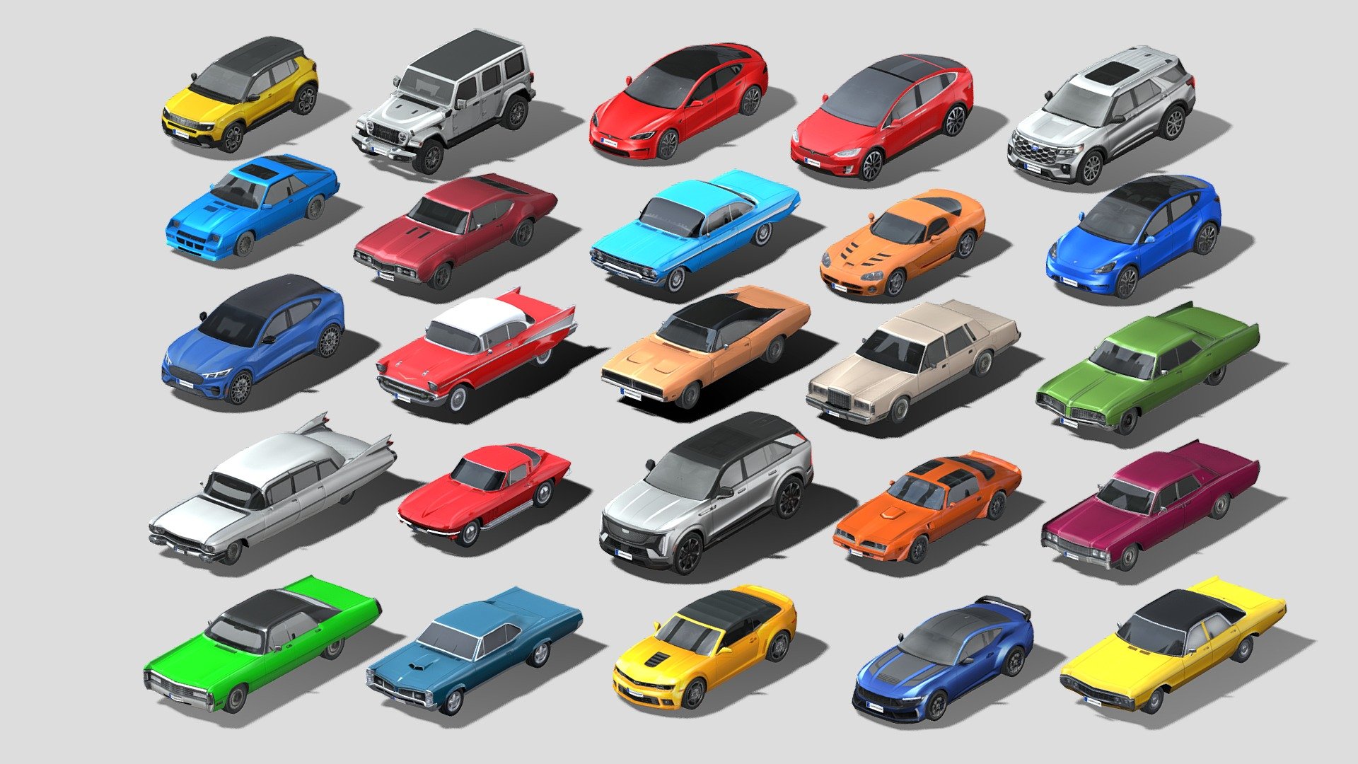 25 Low Poly Car Models: American Muscle - Buy Royalty Free 3D model by slowpoly [2dd4f6b ...