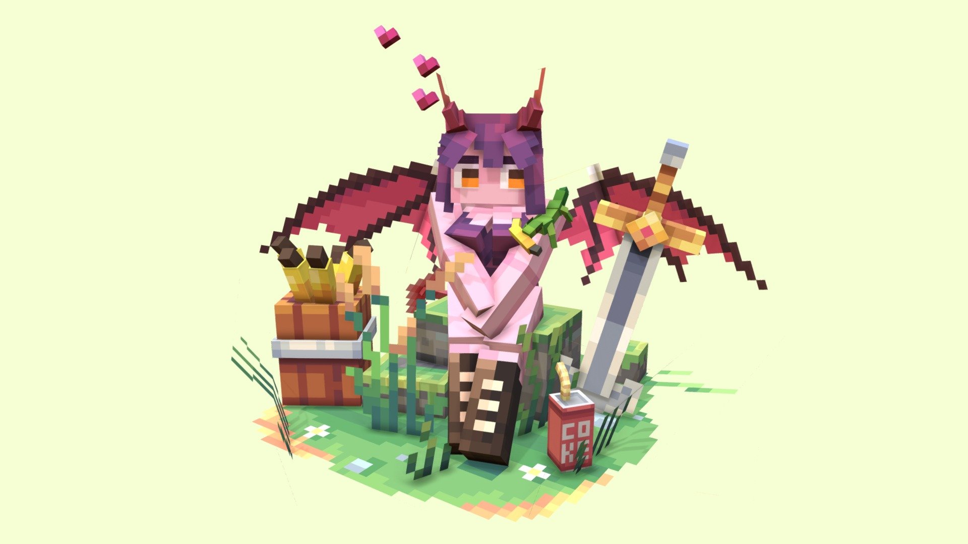 Demon Girl - Blockbench Model jam - 3D model by KanekiAkira [2ddec39 ...