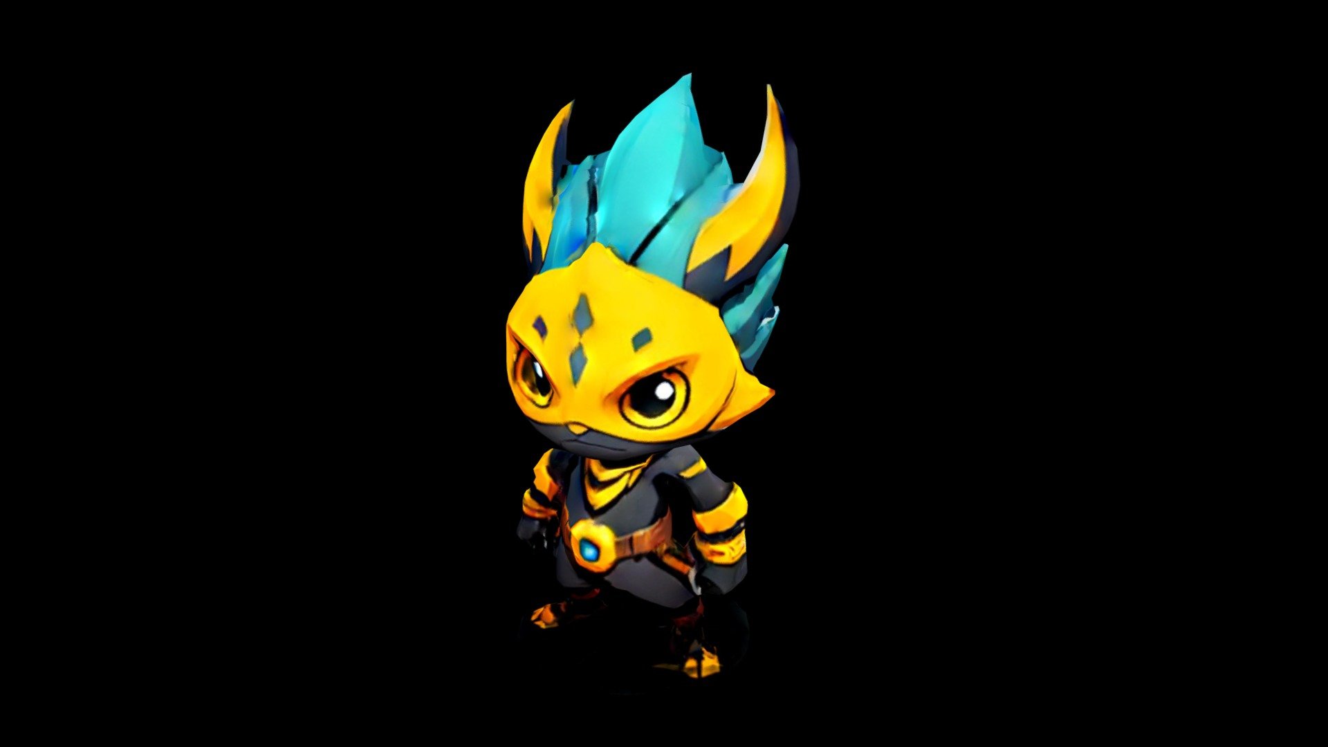 A chibi-style character with yellow and blue arm - Download Free 3D ...