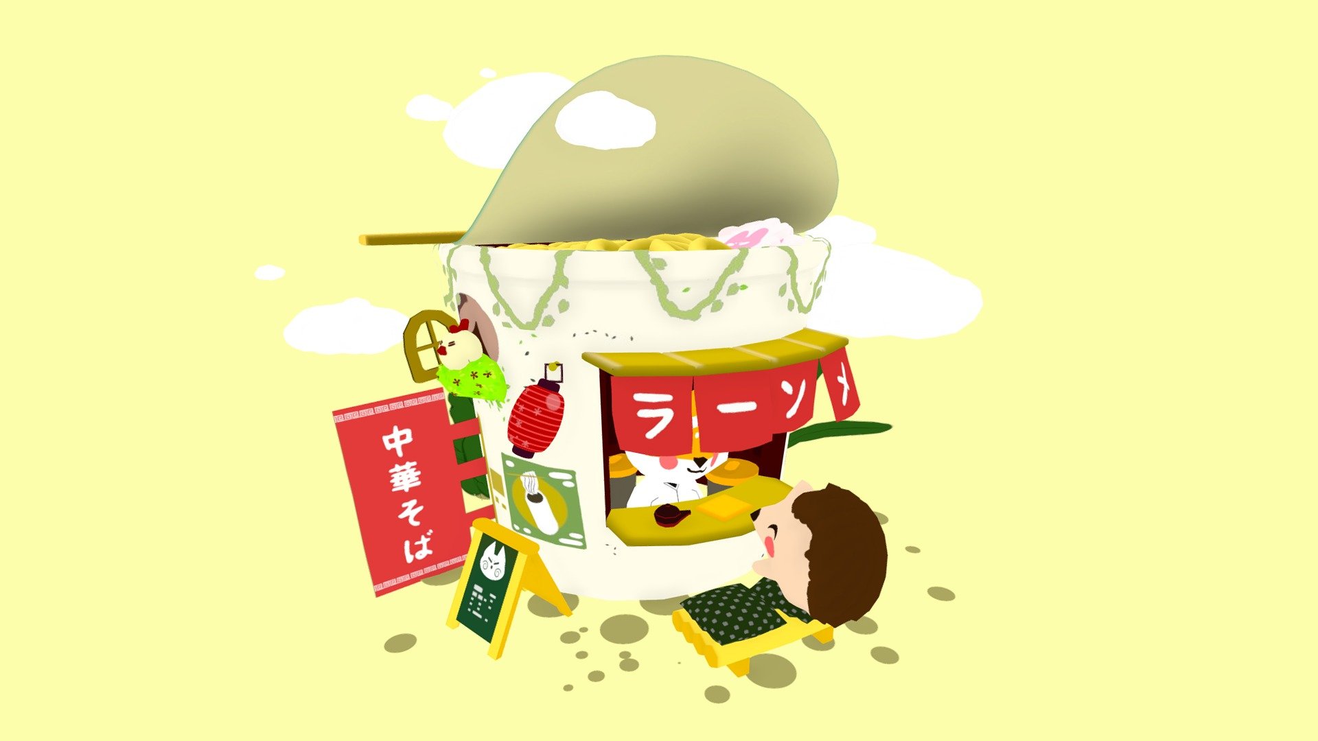 Cup Noodle Ramen Shop - 3D model by Aaron Vantrees (@NinjaStreak456) [2de5485] - Sketchfab
