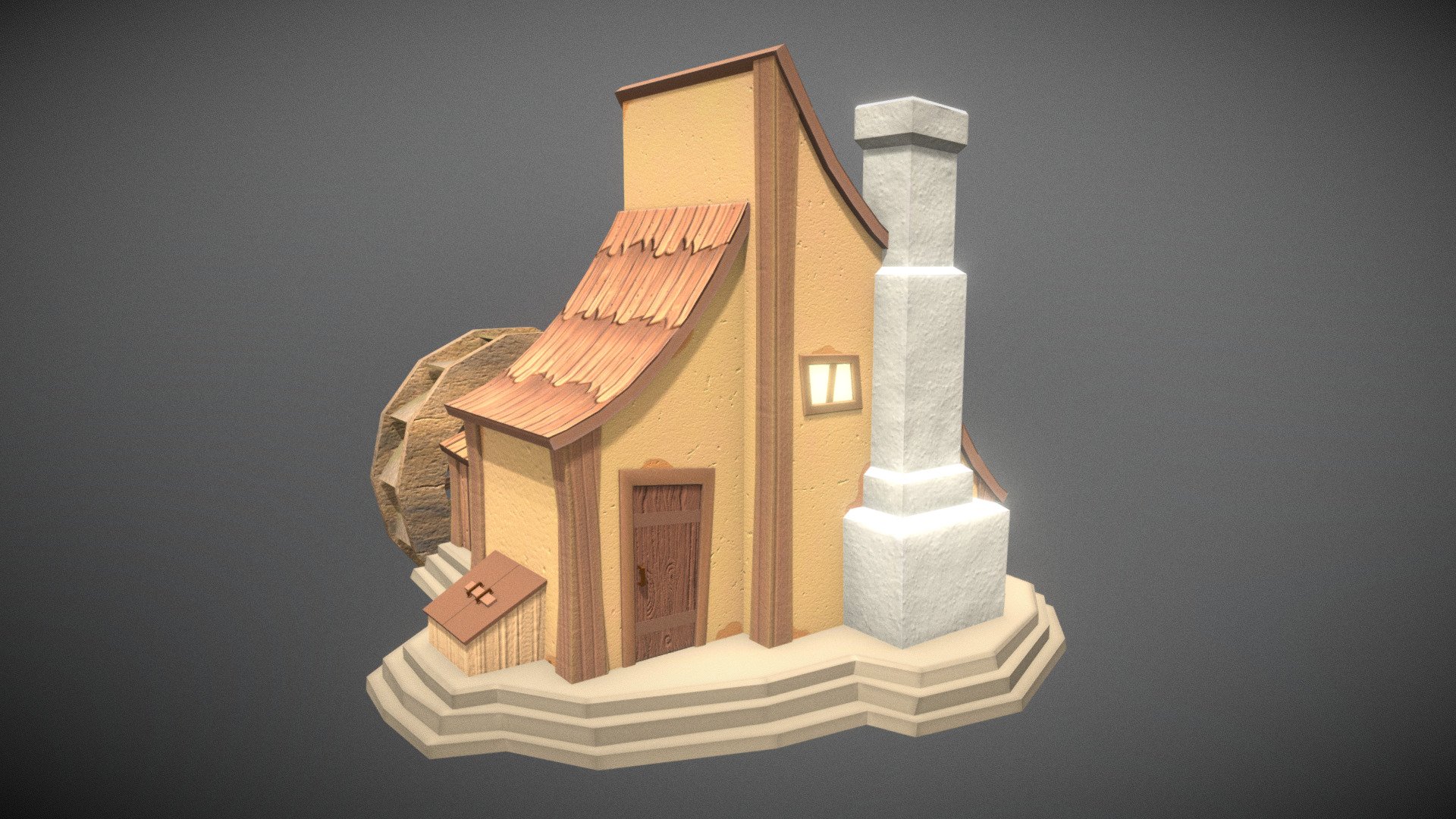 Low-poly stylized watermill - 3D model by Art-Teeves [2de9344] - Sketchfab