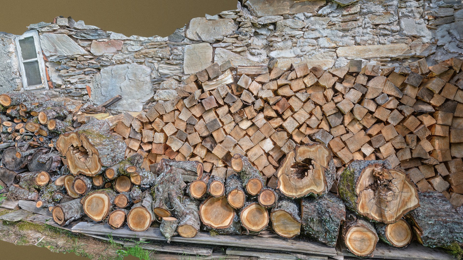 Stacked firewood at cottage - Buy Royalty Free 3D model by matousekfoto ...
