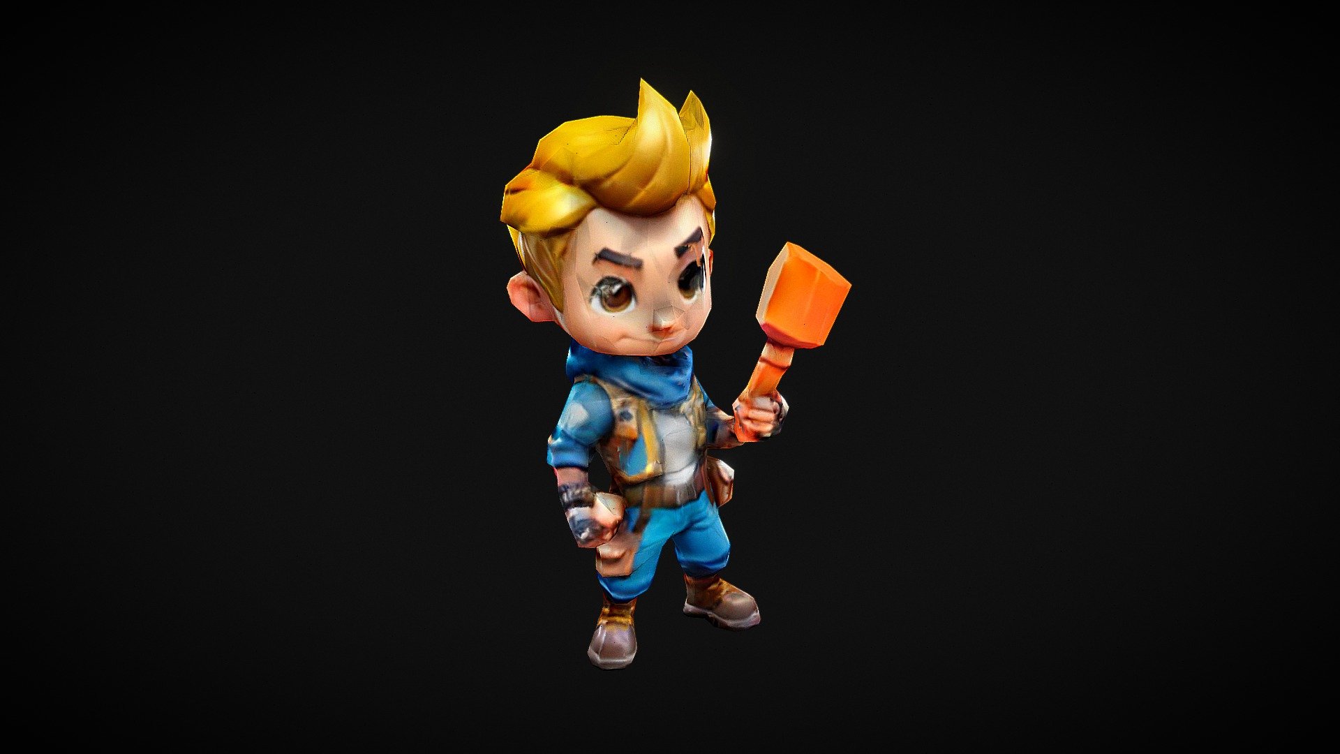 Anime Character: Blonde Boy in Mechanic Outfit H - Download Free 3D ...