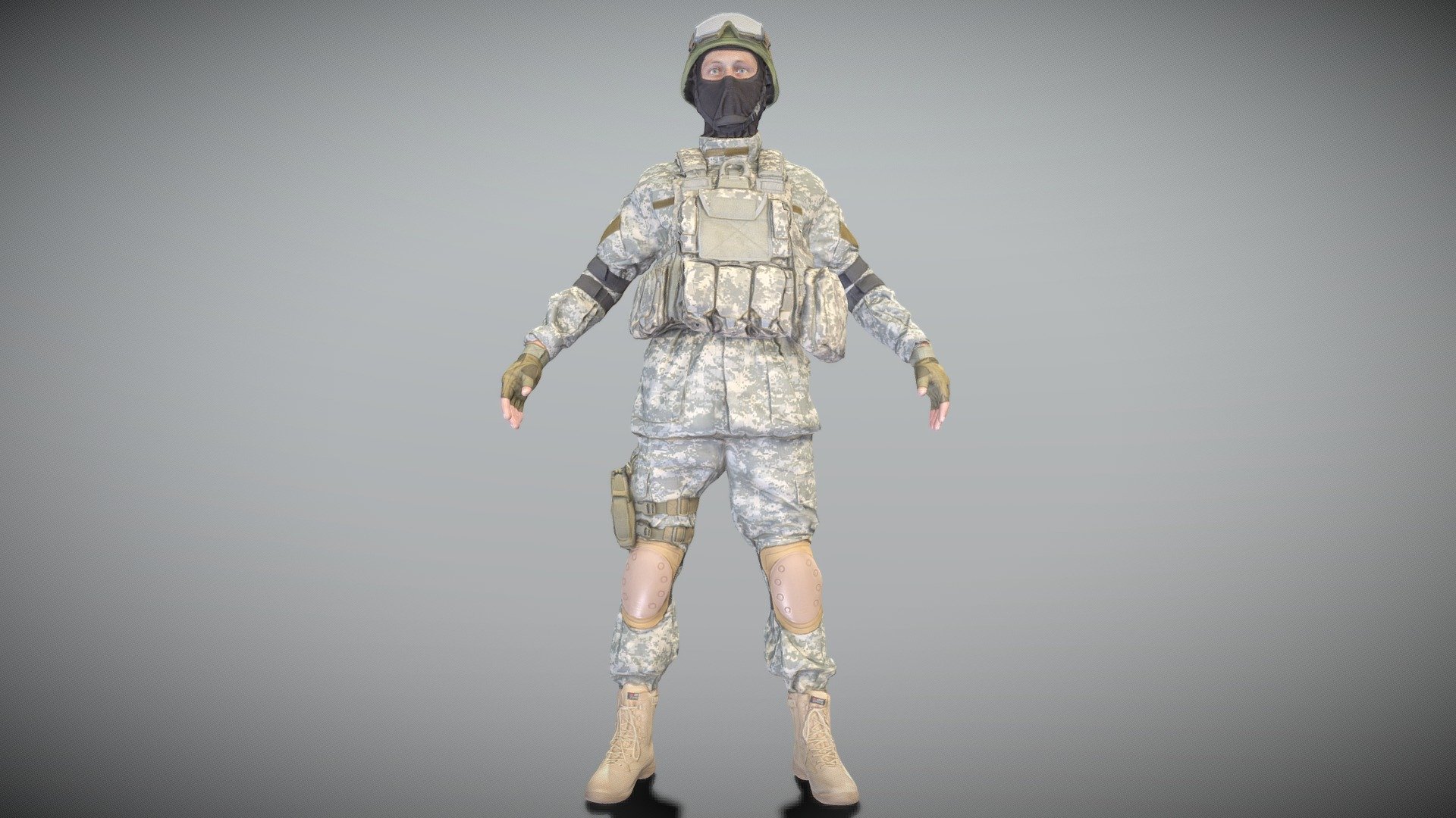 Fully equipped American soldier in A-pose 317 - Buy Royalty Free 3D ...